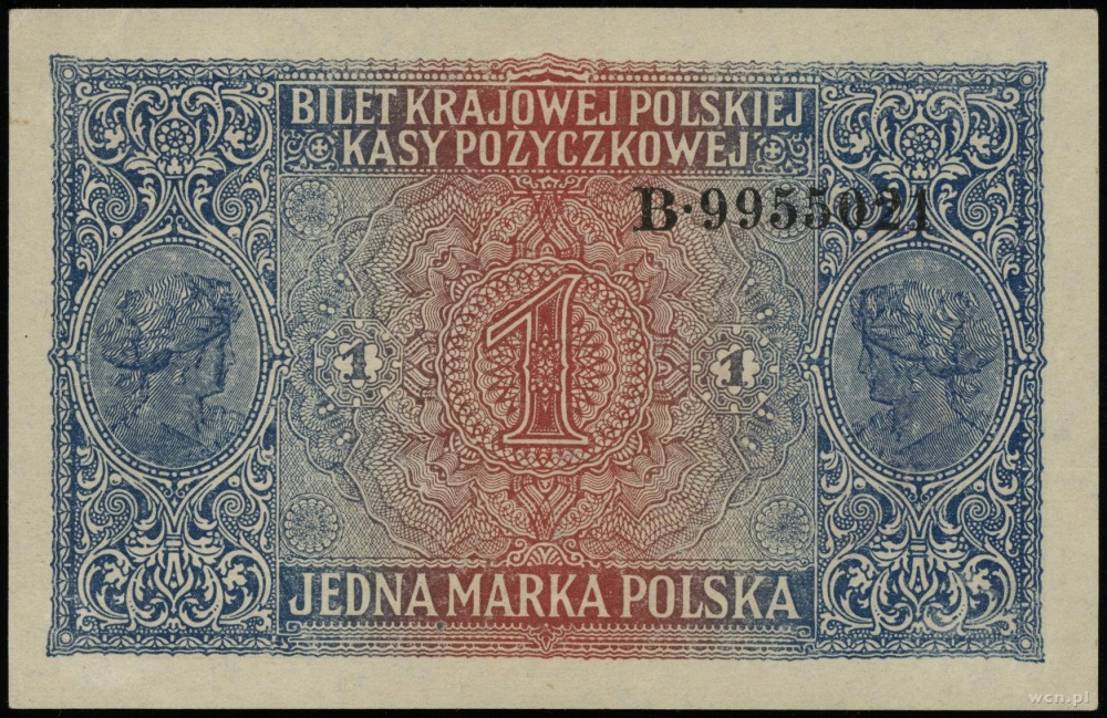 1 marka polska, 9.12.1916, “jenerał”, seria B, numeracj... - Aukcja ...