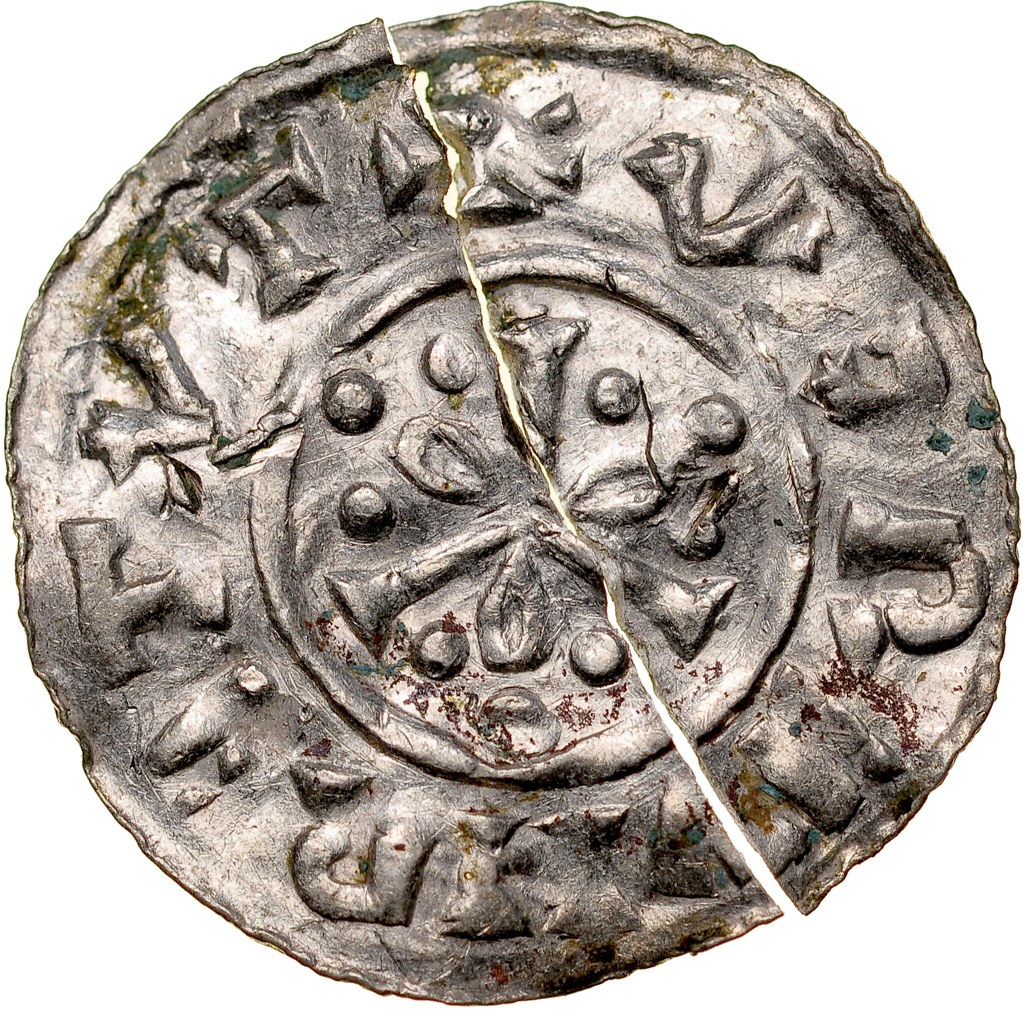 Bolesław Chrobry 1003-1004, Denar, Av.: Krzyż, w 3 sferach po 3 kropki ...