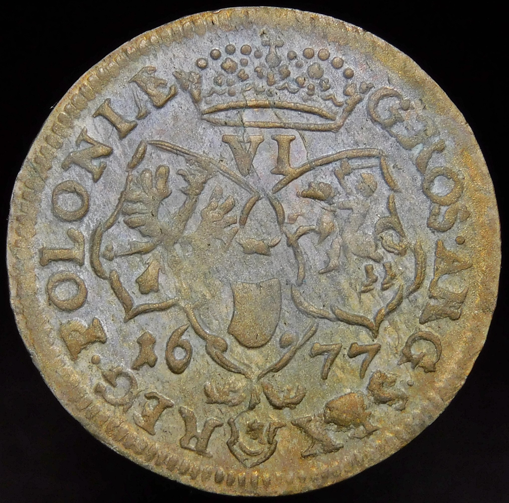 Jan III Sobieski, Szóstak 1677, Bydgoszcz - Leliwa w tarczy - Aukcja ...