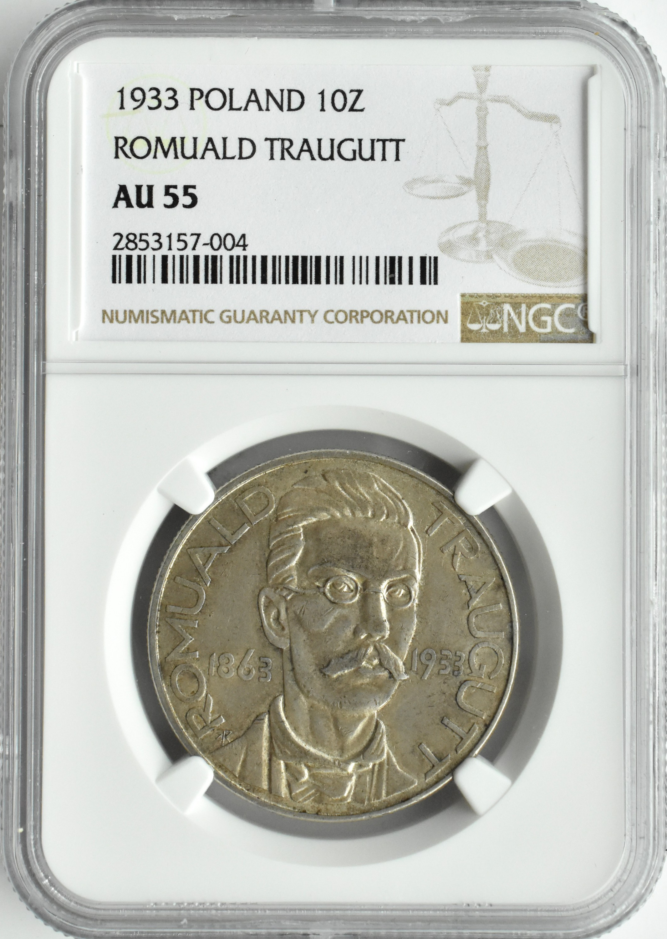 Polska, II RP, Romuald Traugutt, 10 złotych 1933, Warszawa, NGC AU55 - Aukcja internetowa ...