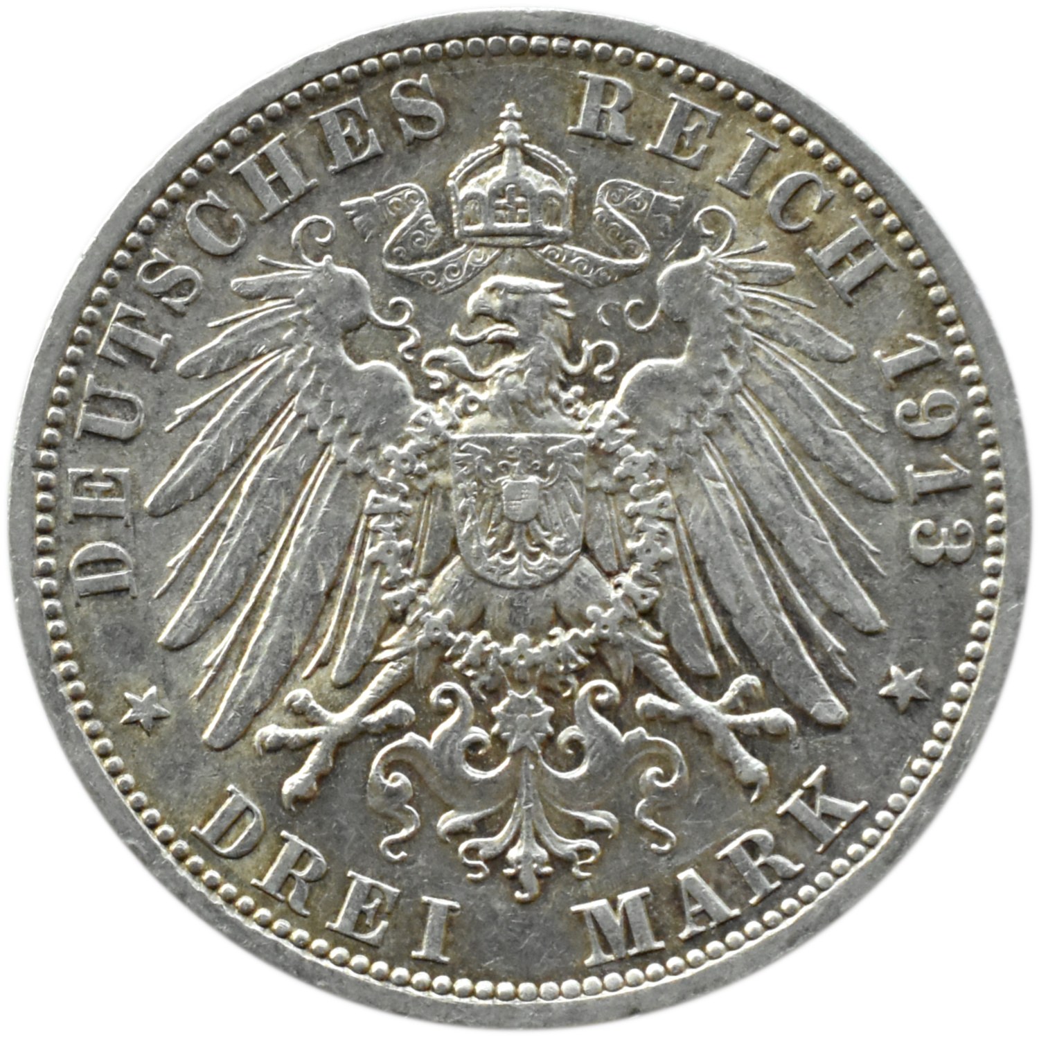 Niemcy, Prusy, Wilhelm II w mundurze, 3 marki 1913 A, Berlin - Aukcja internetowa / Licytacja ...