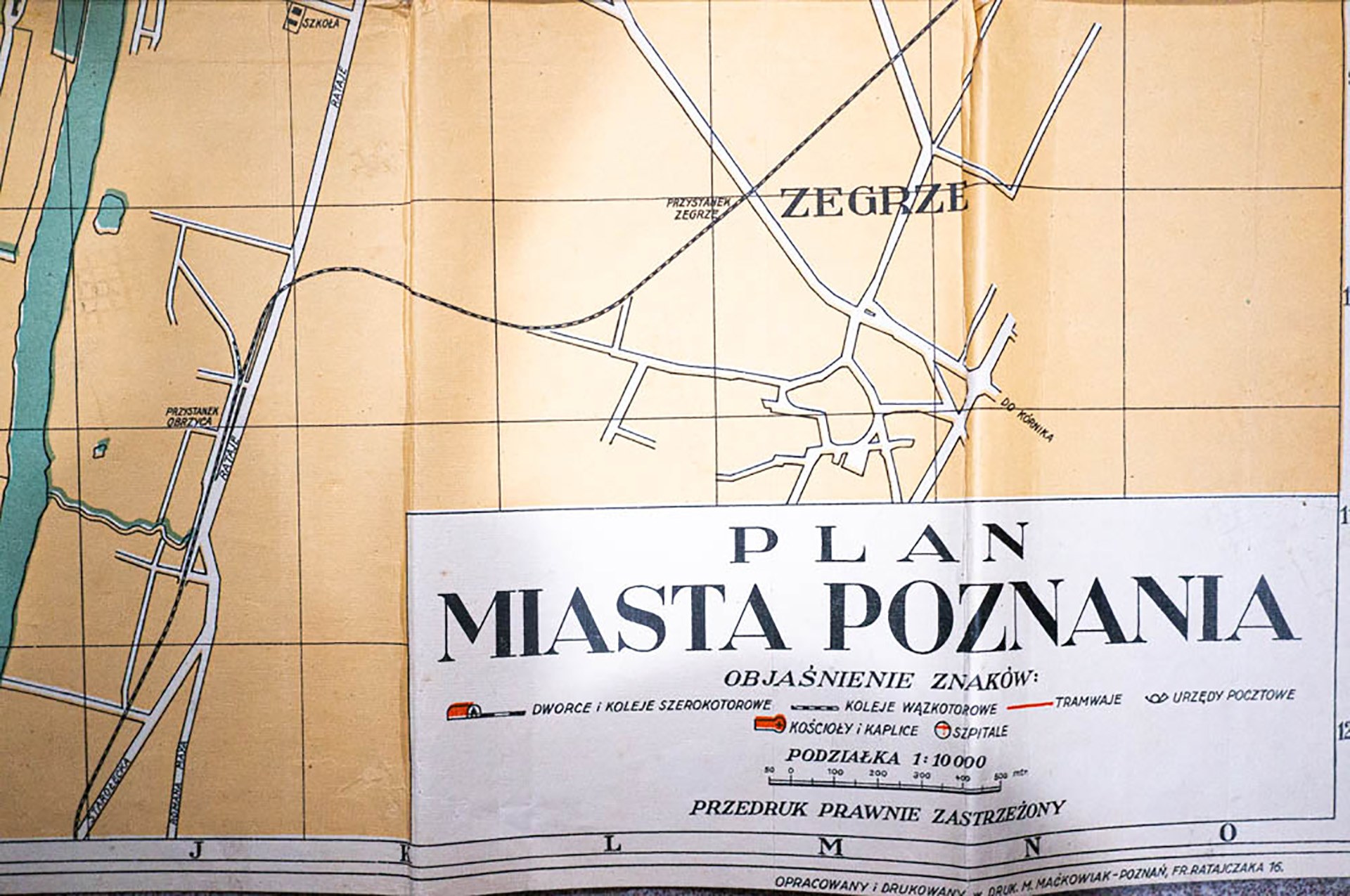 [MAPA] Plan miasta Poznania, 71 x 61cm, podziałka 1: 10.000, [przed ...