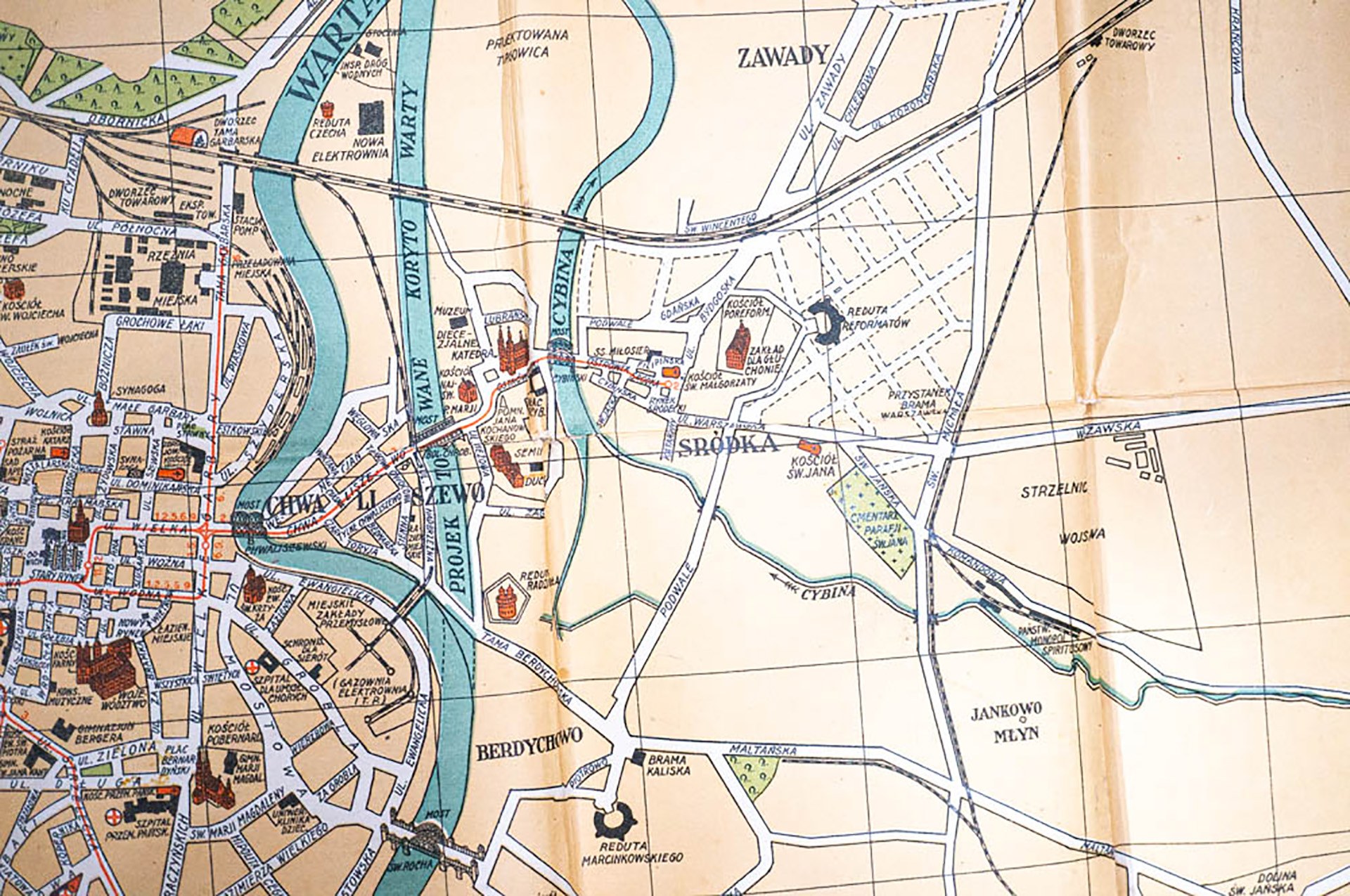 [MAPA] Plan miasta Poznania, 71 x 61cm, podziałka 1: 10.000, [przed ...