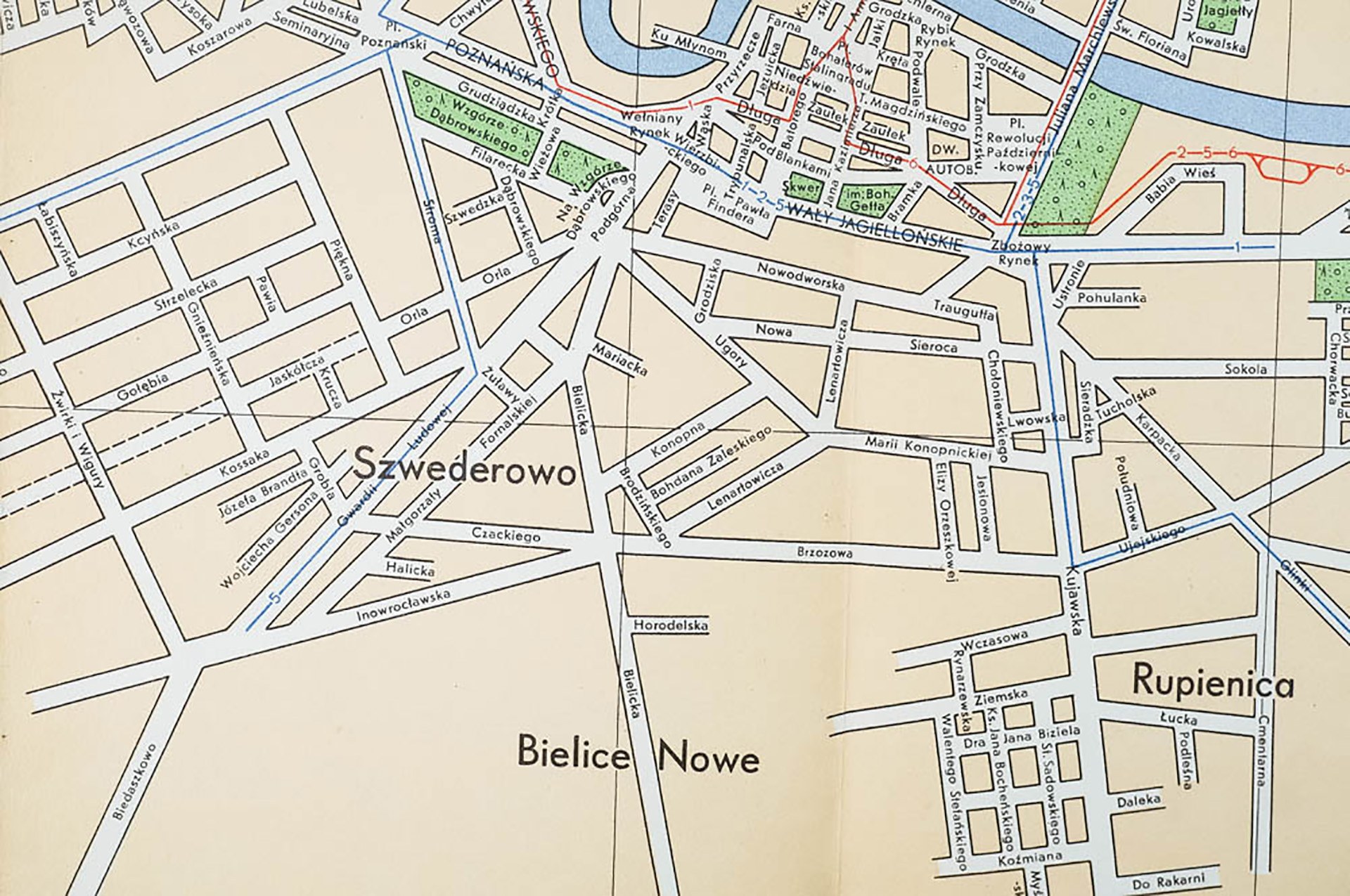 [BYDGOSZCZ] Plan dzielnic centralnych miasta BYDGOSZCZ ze spisem ulic ...