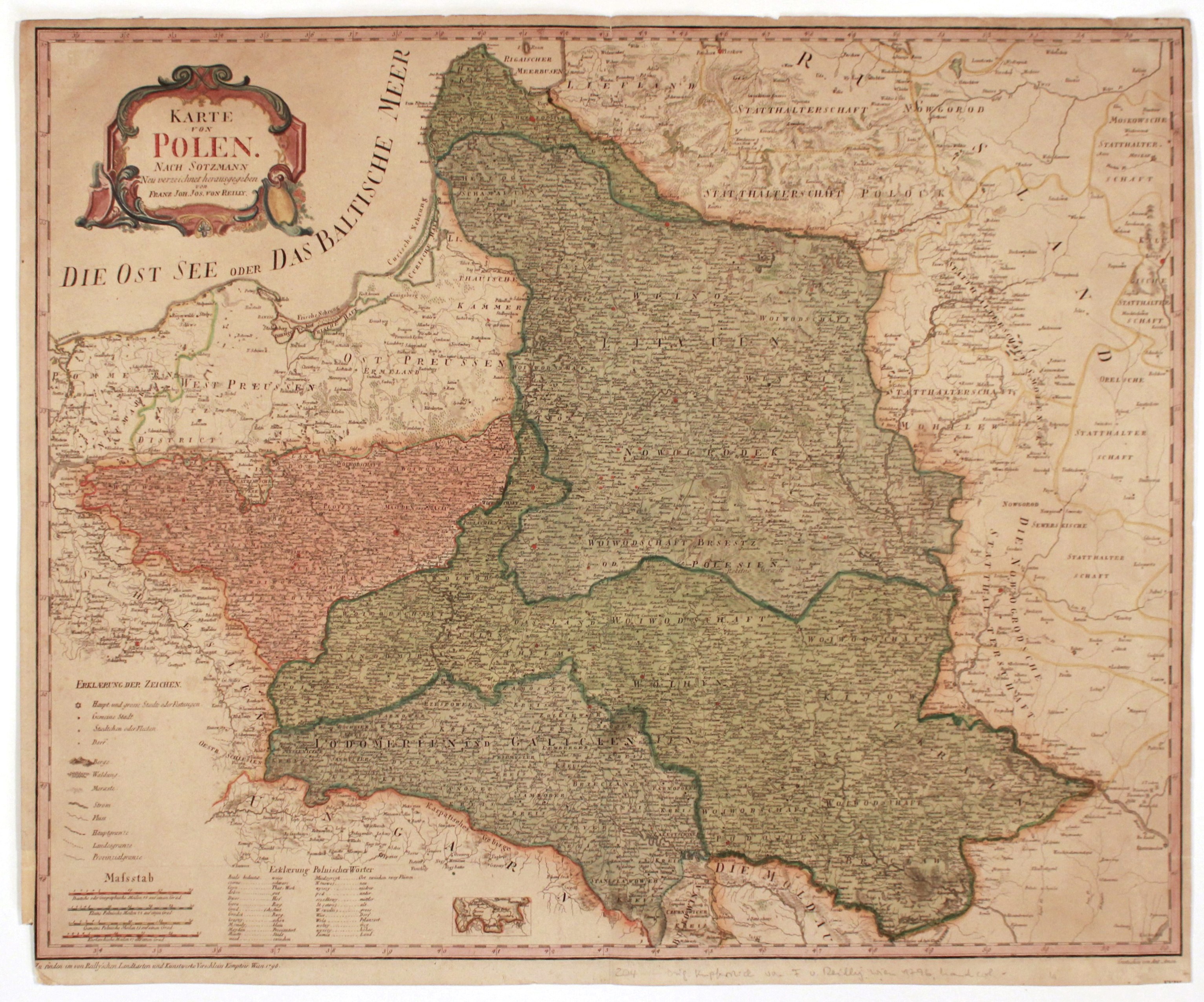 POLSKA, LITWA. Mapa ziem polskich i Litwy, stworzona na potrzeby ...