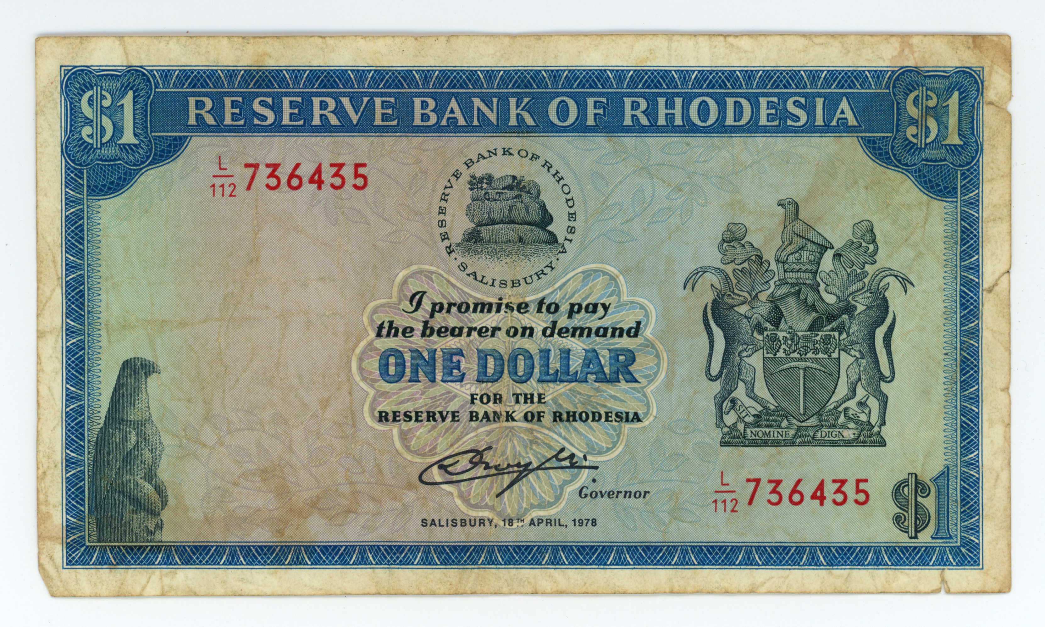 Rodezja, Reserve Bank, 1 dolar 1978 - Aukcja internetowa / Licytacja online - Cena - OneBid