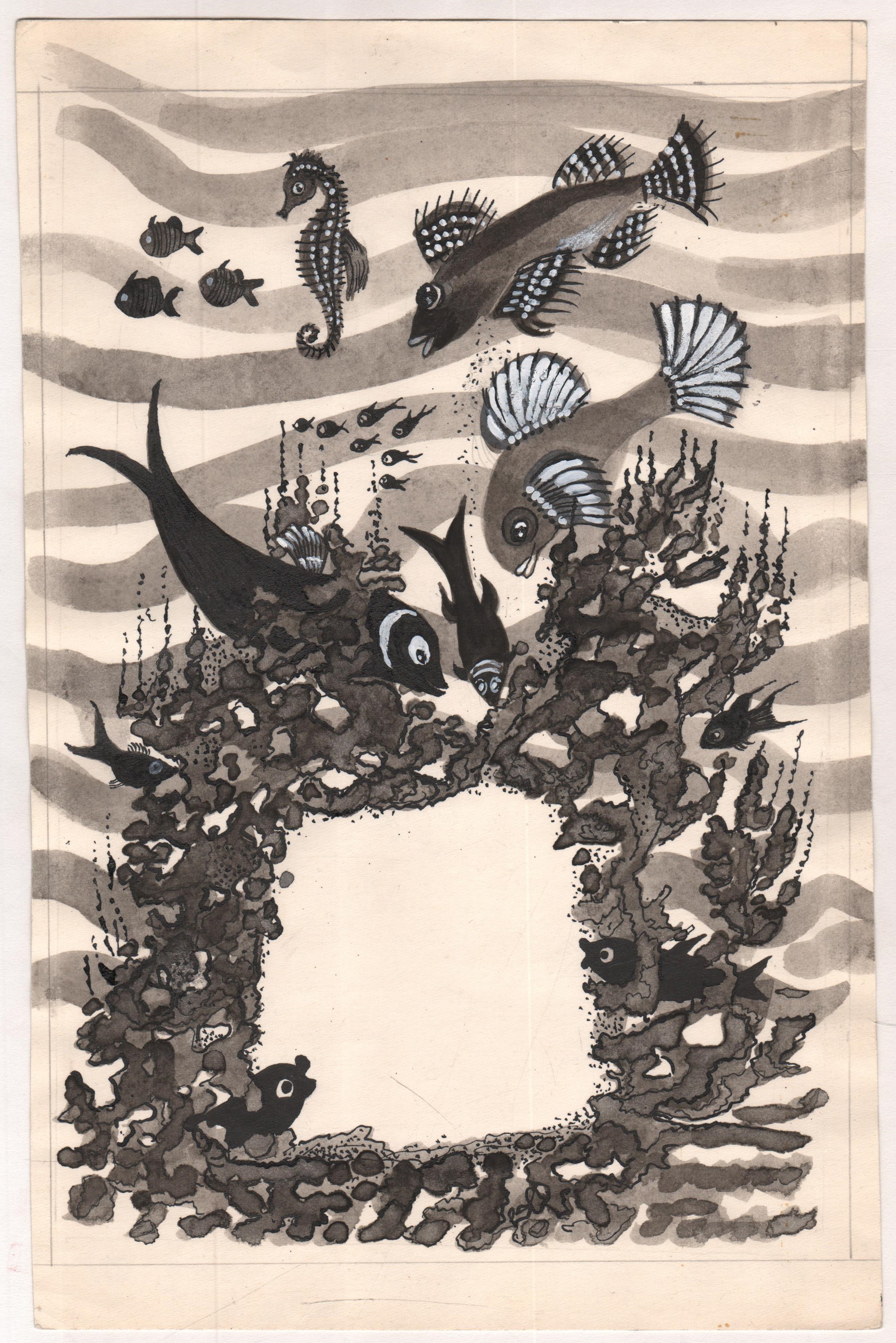 KRZEMIÑSKA Janina (1927-1996), [drawing, 1980s] [underwater world ...