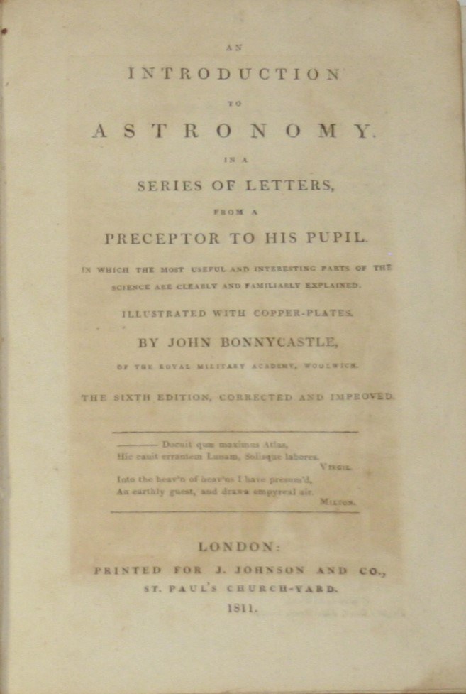 Bonnycastle John - An Introduction to Astronomy. In a Series of Letters ...
