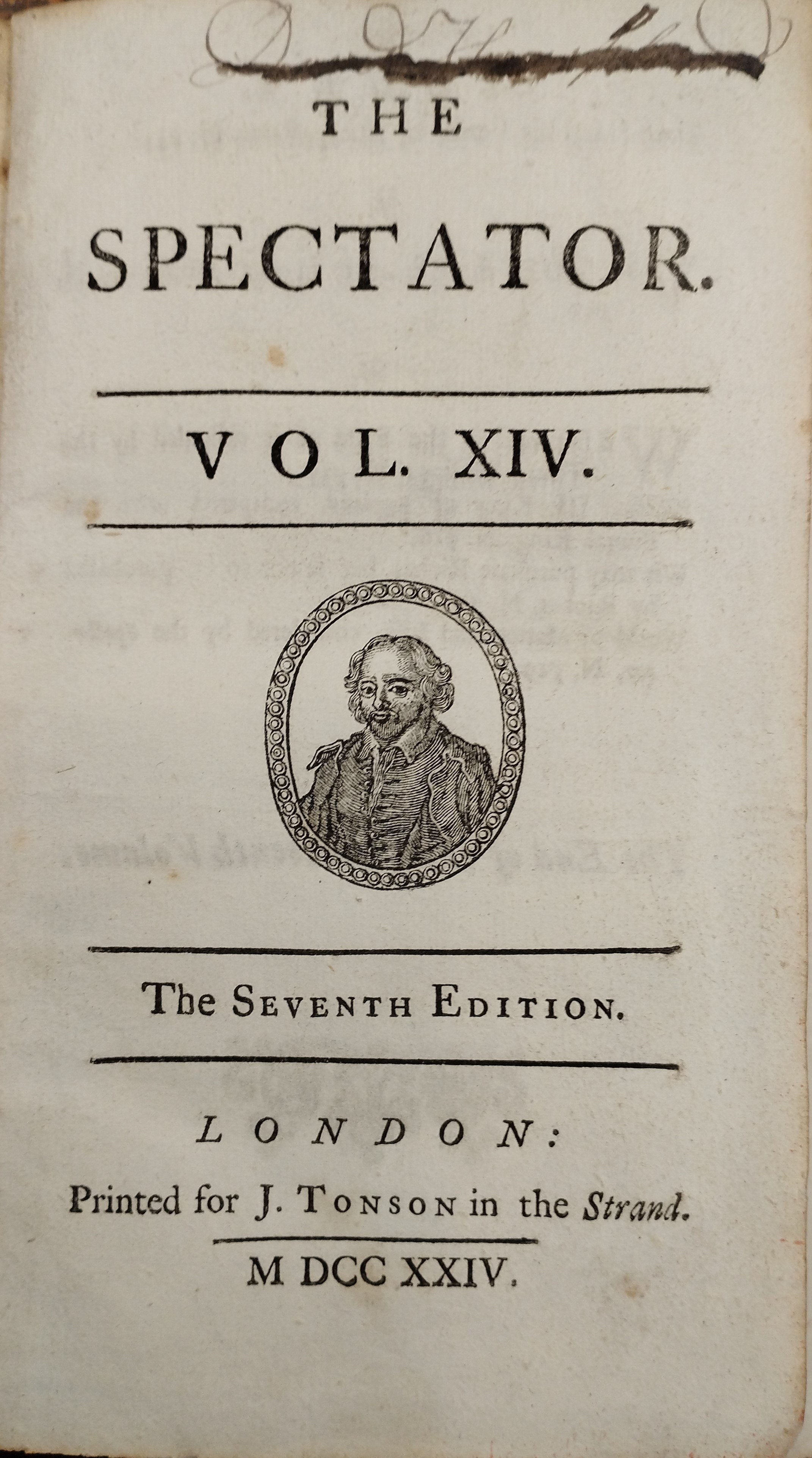 The Spectator. Vol. XIV. The Seventh Edition. London 1724 Printed for J ...