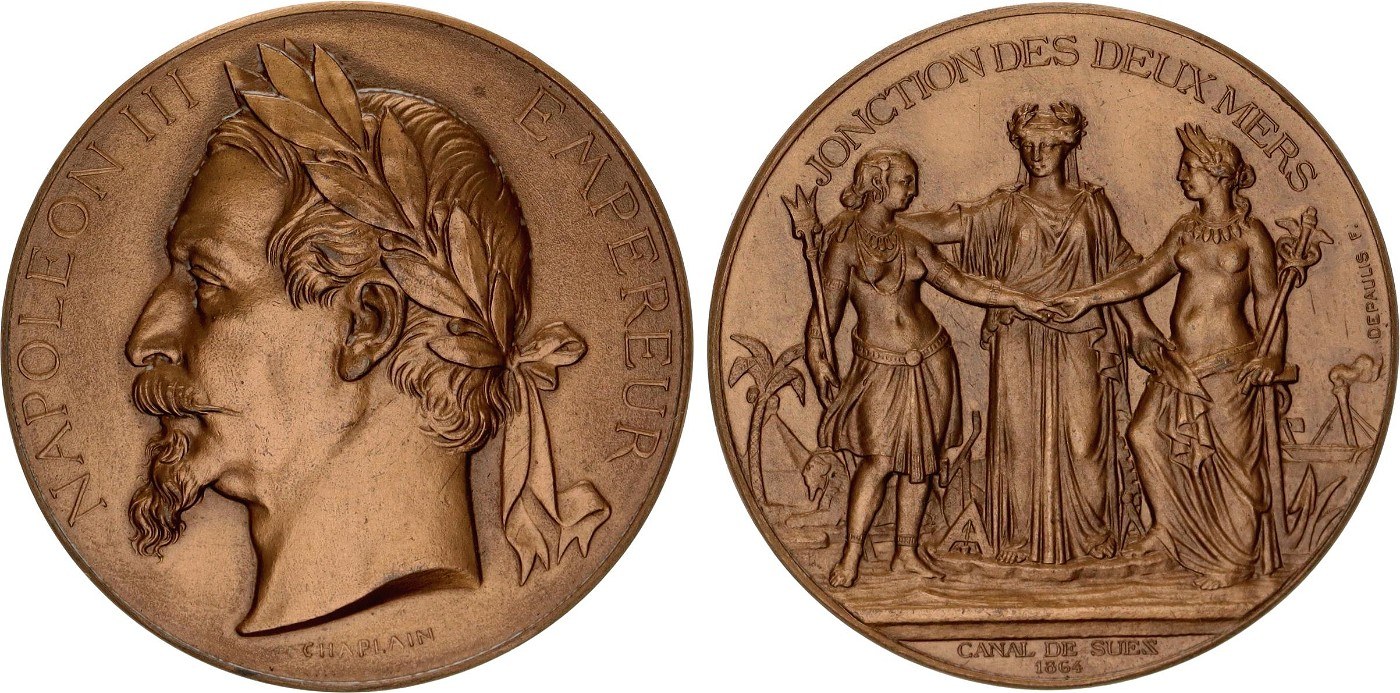 France Medal Junction of the Two Seas & Suez Canal 1864 - Aukcja ...
