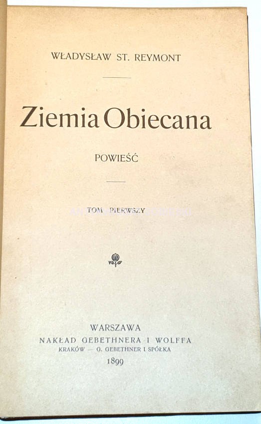 REYMONT - ZIEMIA OBIECANA t.1-2 [komplet w 2 wol.] wyd.1 z 1899 - Aukcja internetowa / Licytacja ...