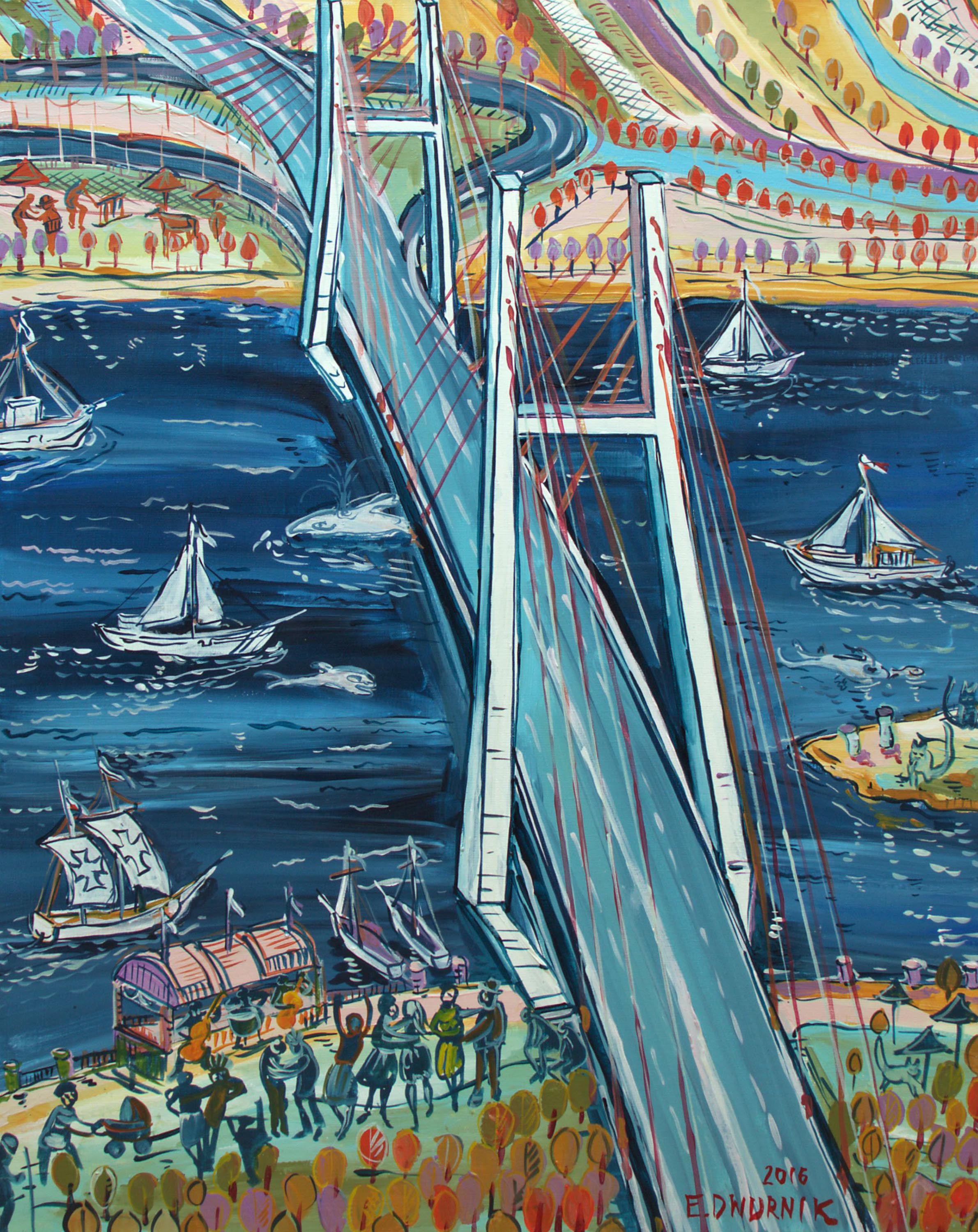 Edward Dwurnik (1943 Radzymin - 2018 Warszawa), Most Siekierkowski, 2016 - Aukcja internetowa ...