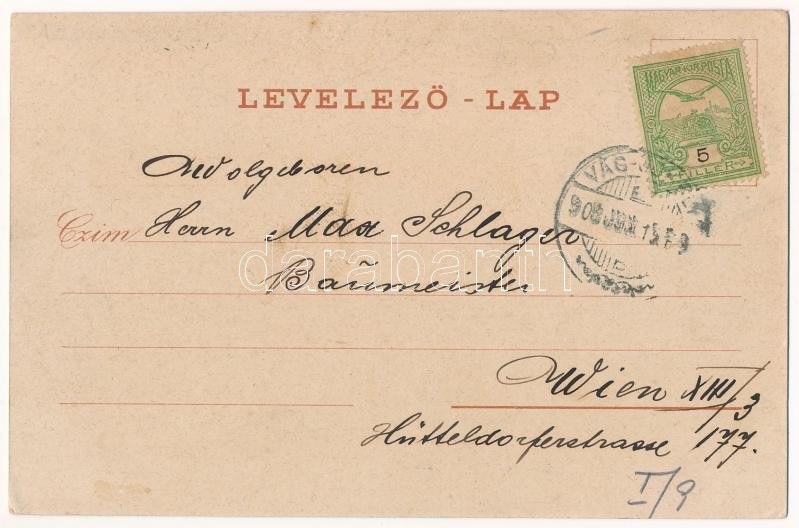 1908 Vágújhely, Waag-Neustadt, Nové Mesto nad Váhom; vásár, piac ...