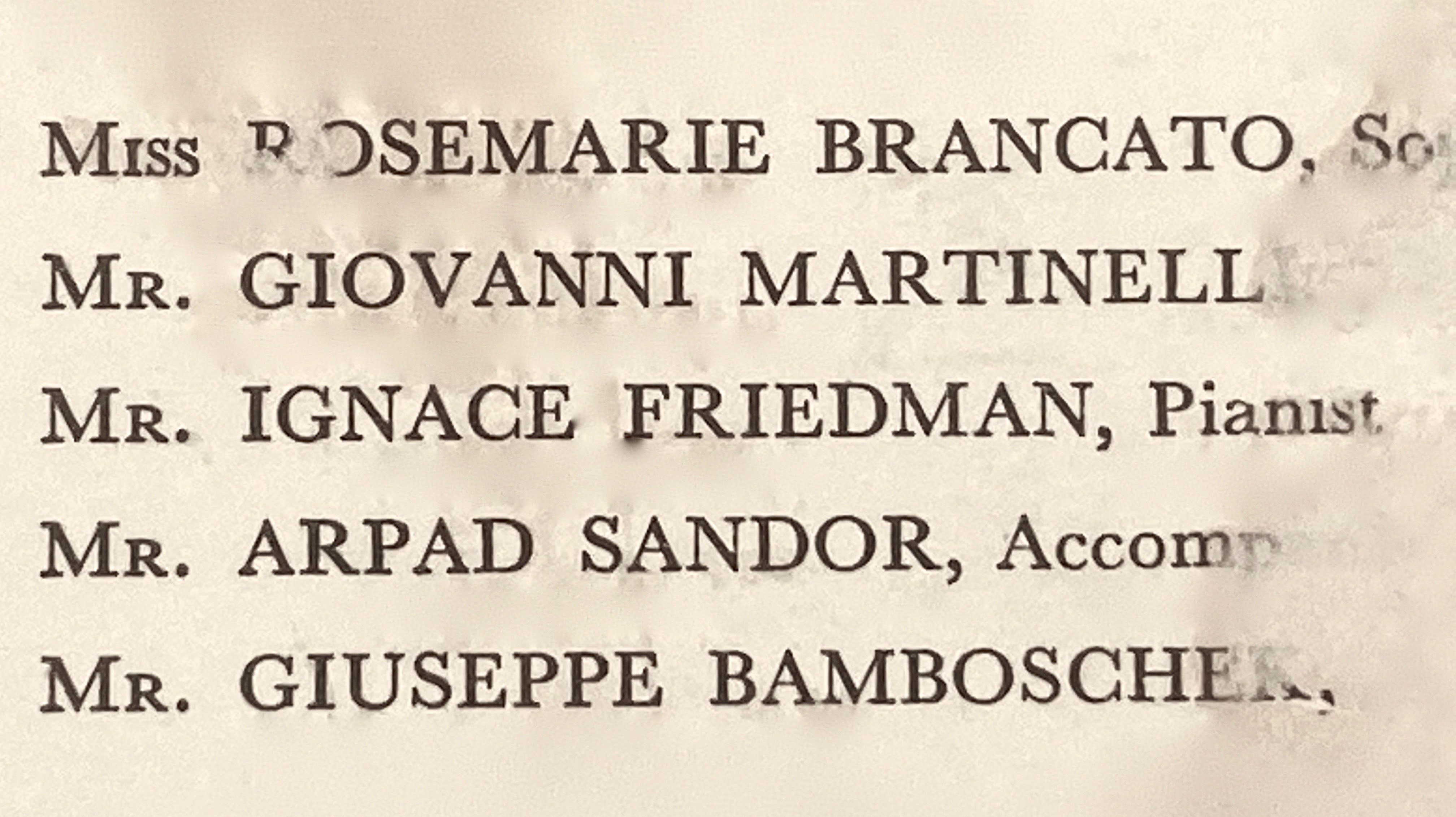 Ignacy Friedman- list z programem koncertu dla Roosevelta - Aukcja ...