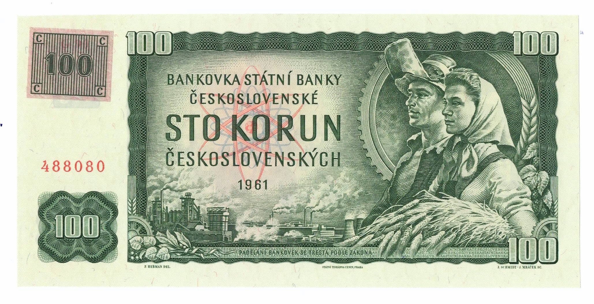 Czechy, 100 koron 1993 (1961) - ze znaczkiem - Aukcja internetowa ...