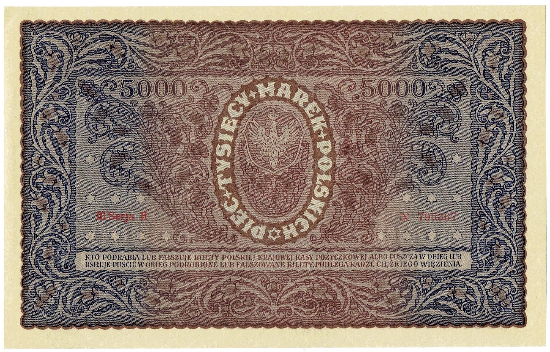 II RP, 5000 marek polskich 1920 III SERJA H - Aukcja internetowa ...