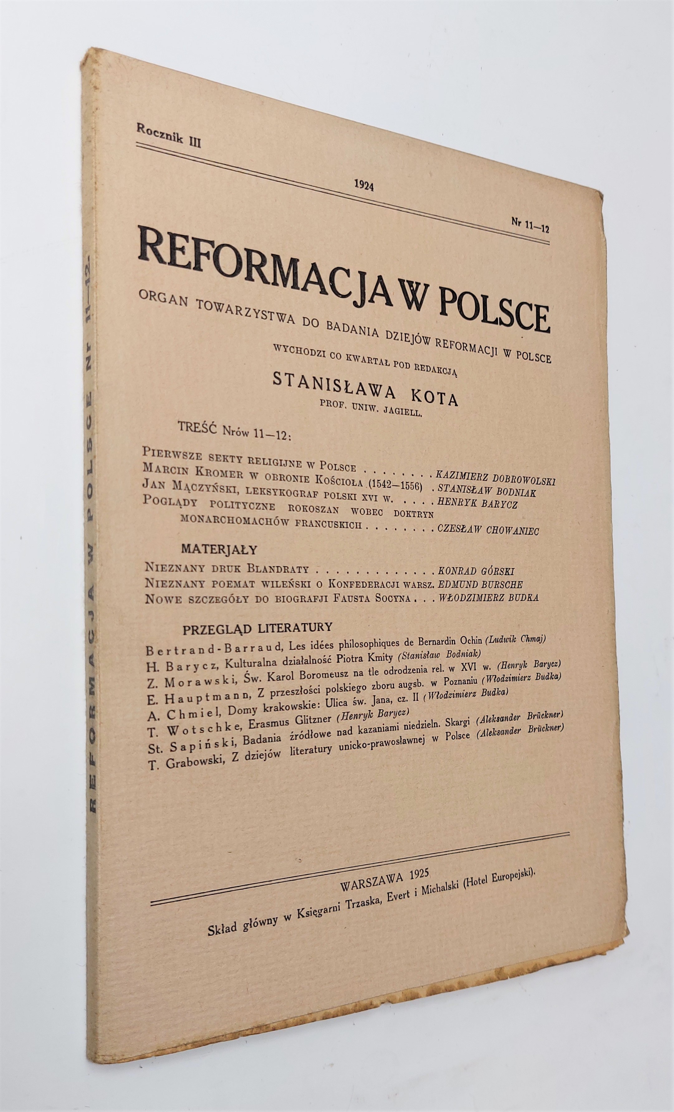 Reformacja w Polsce, Rocznik III, 1924 r. - Aukcja internetowa ...
