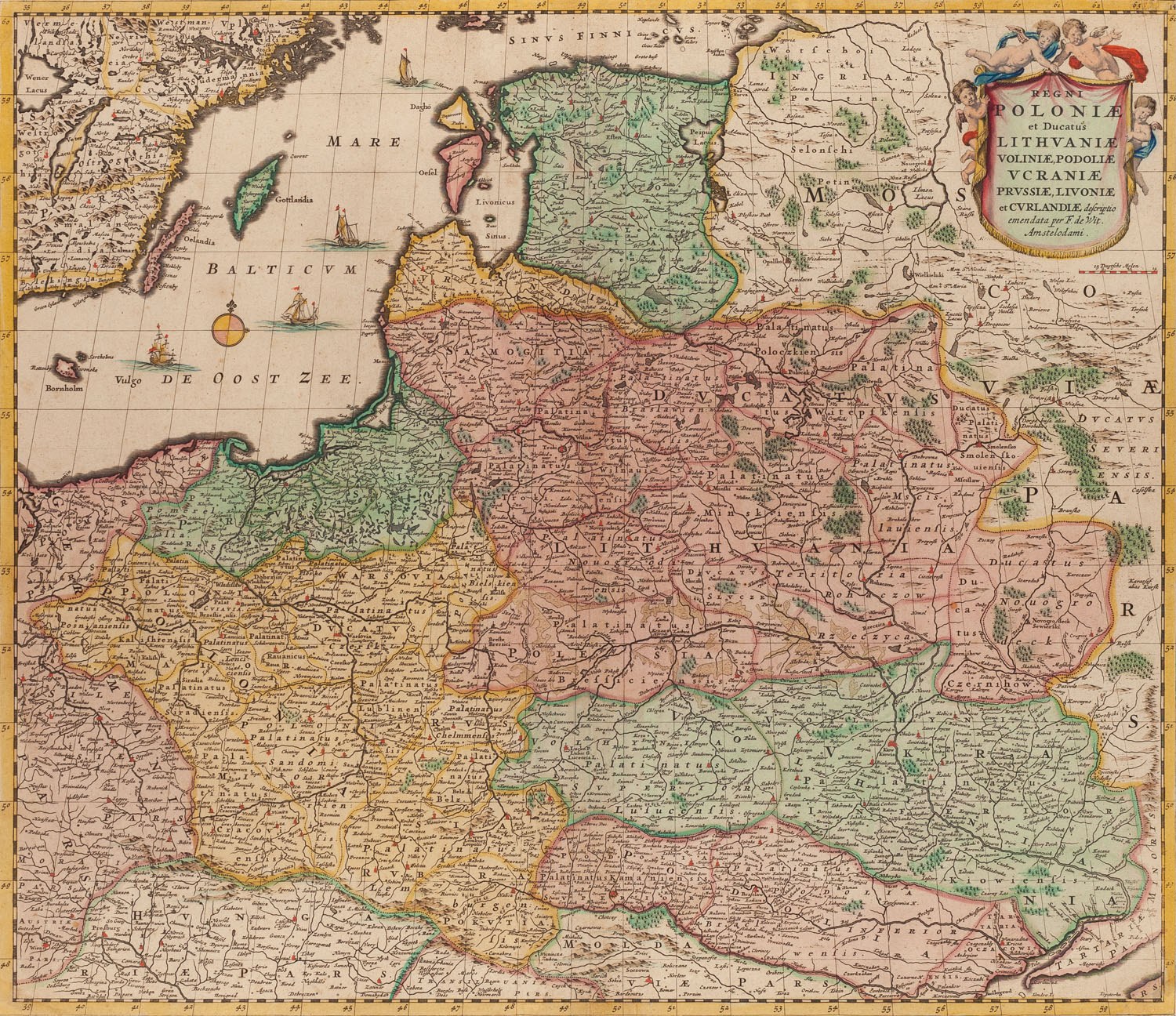 Frederik de Wit (1630 Gouda - 1706 Amsterdam), Mapa Polski , około 1670 ...