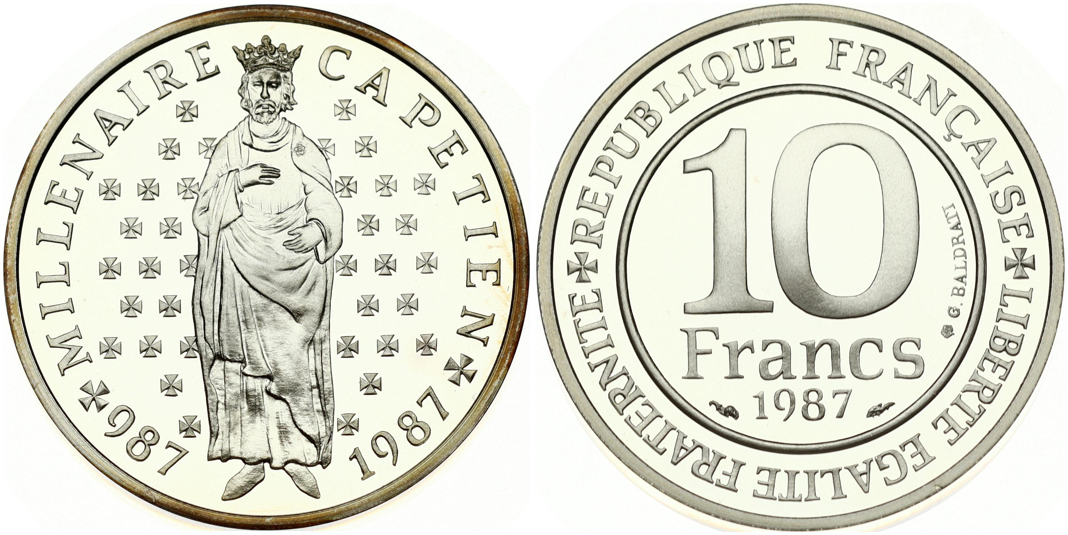 France 10 Francs 1987 1000th Anniversary of Hugo Capet. Obverse ...