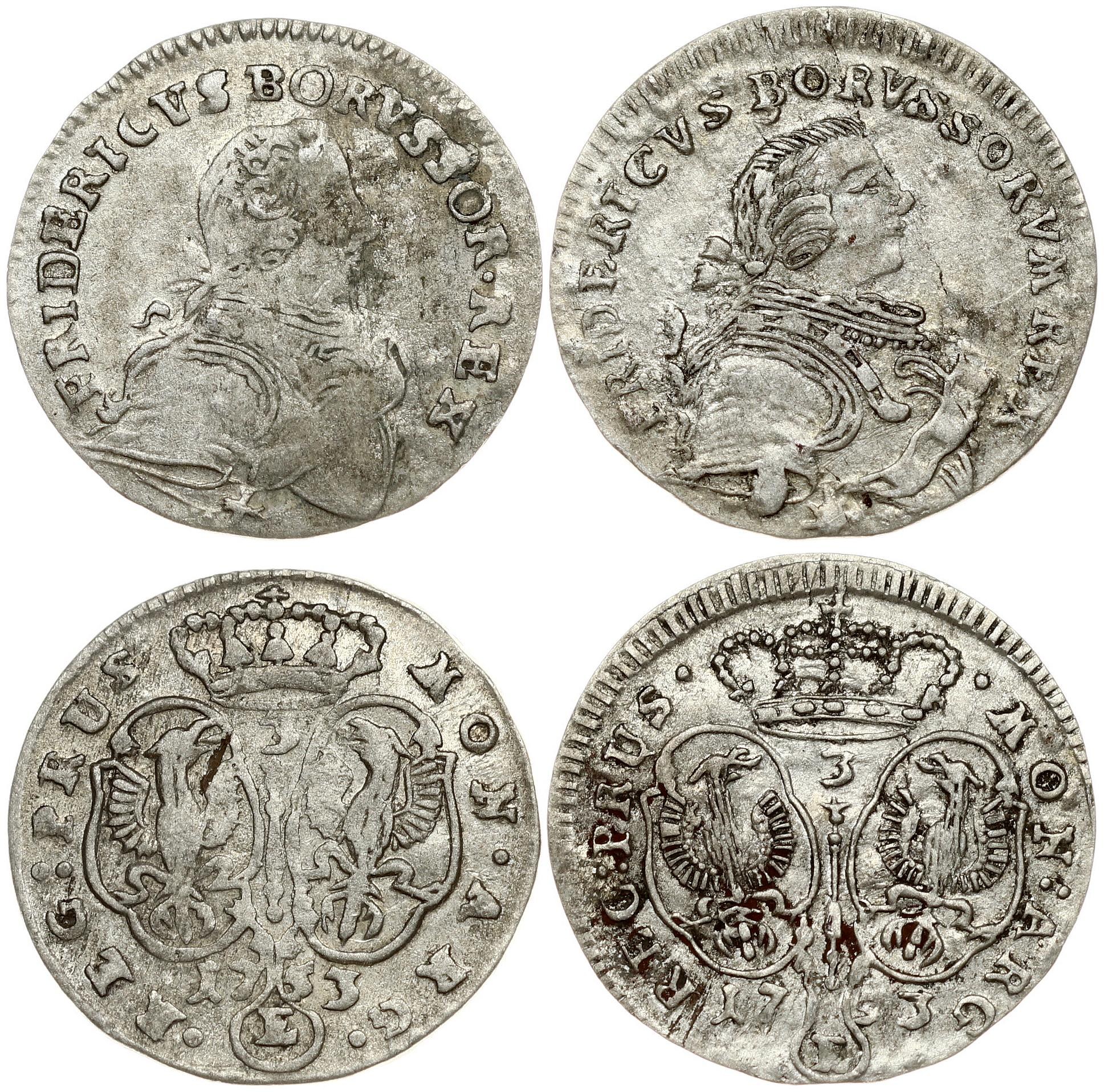 Germany PRUSSIA 3 Groscher 1753 E Friedrich II(1740-1786). Obverse ...