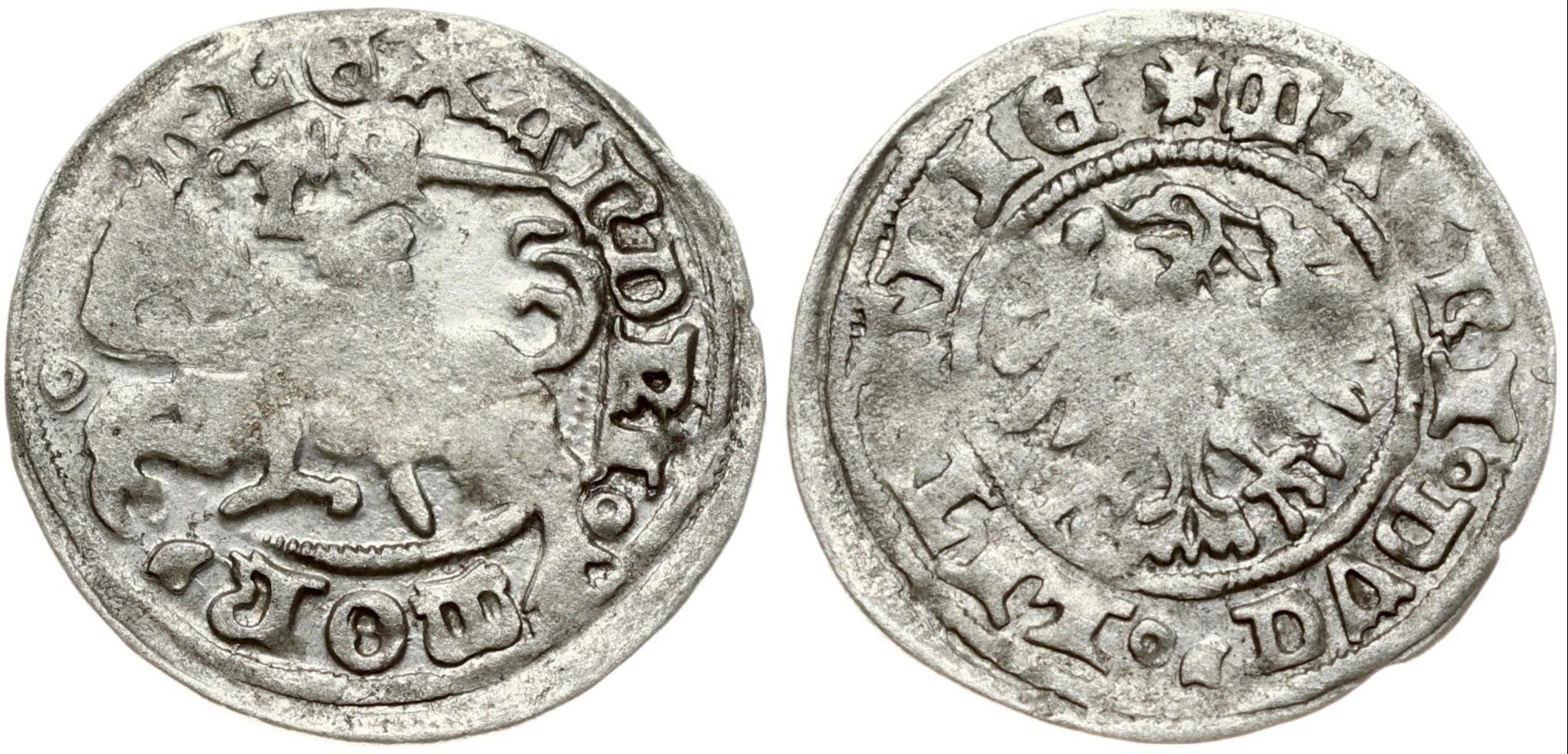 Lithuania 1/2 Grosz ND (1495-1498) Vilnius. Alexander Jagiellon (1492-1506). Obverse: Vytis ...