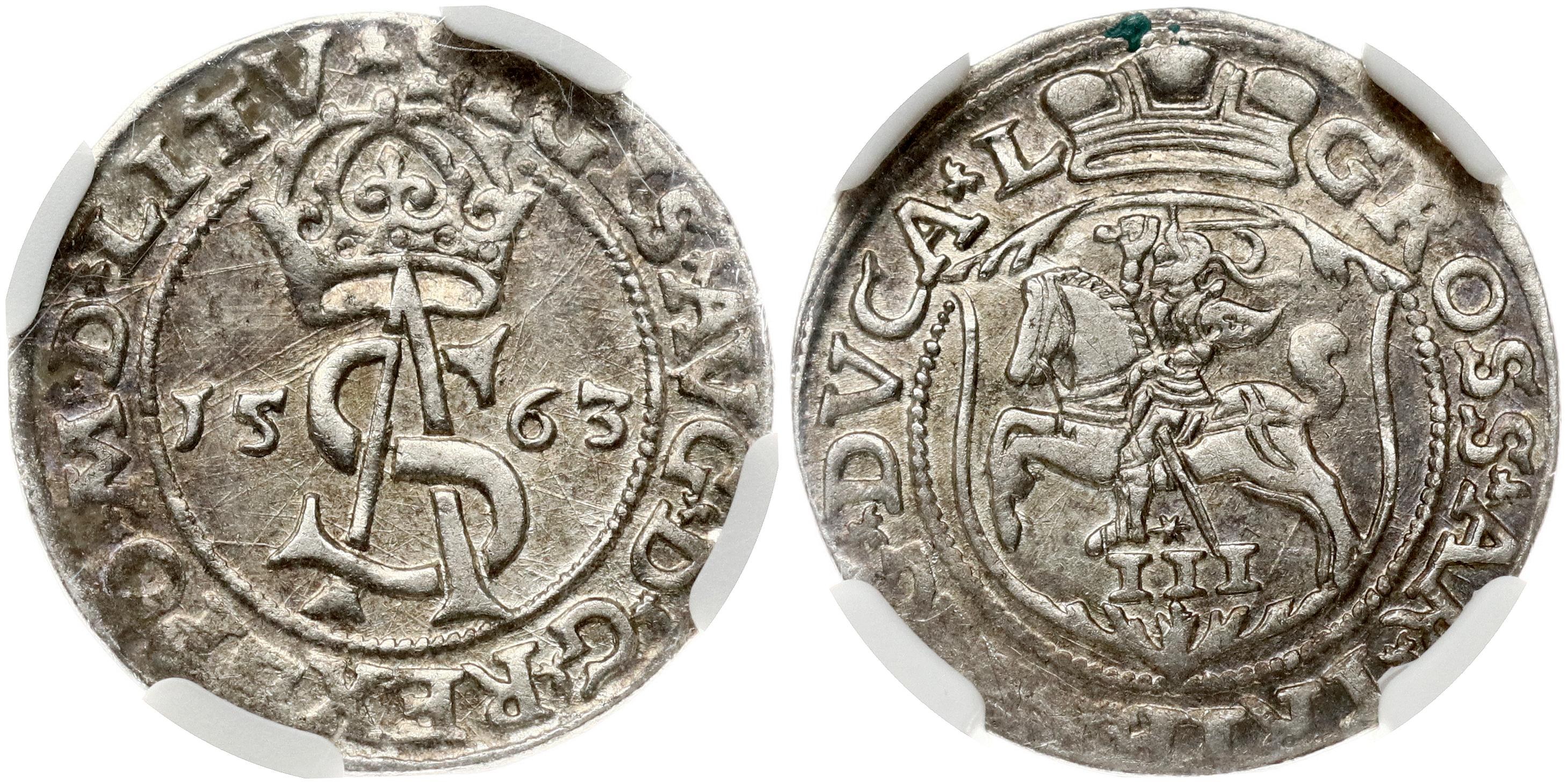 Lithuania 3 Groszy 1563 Vilnius. Sigismund II Augustus (1545-1572 ...