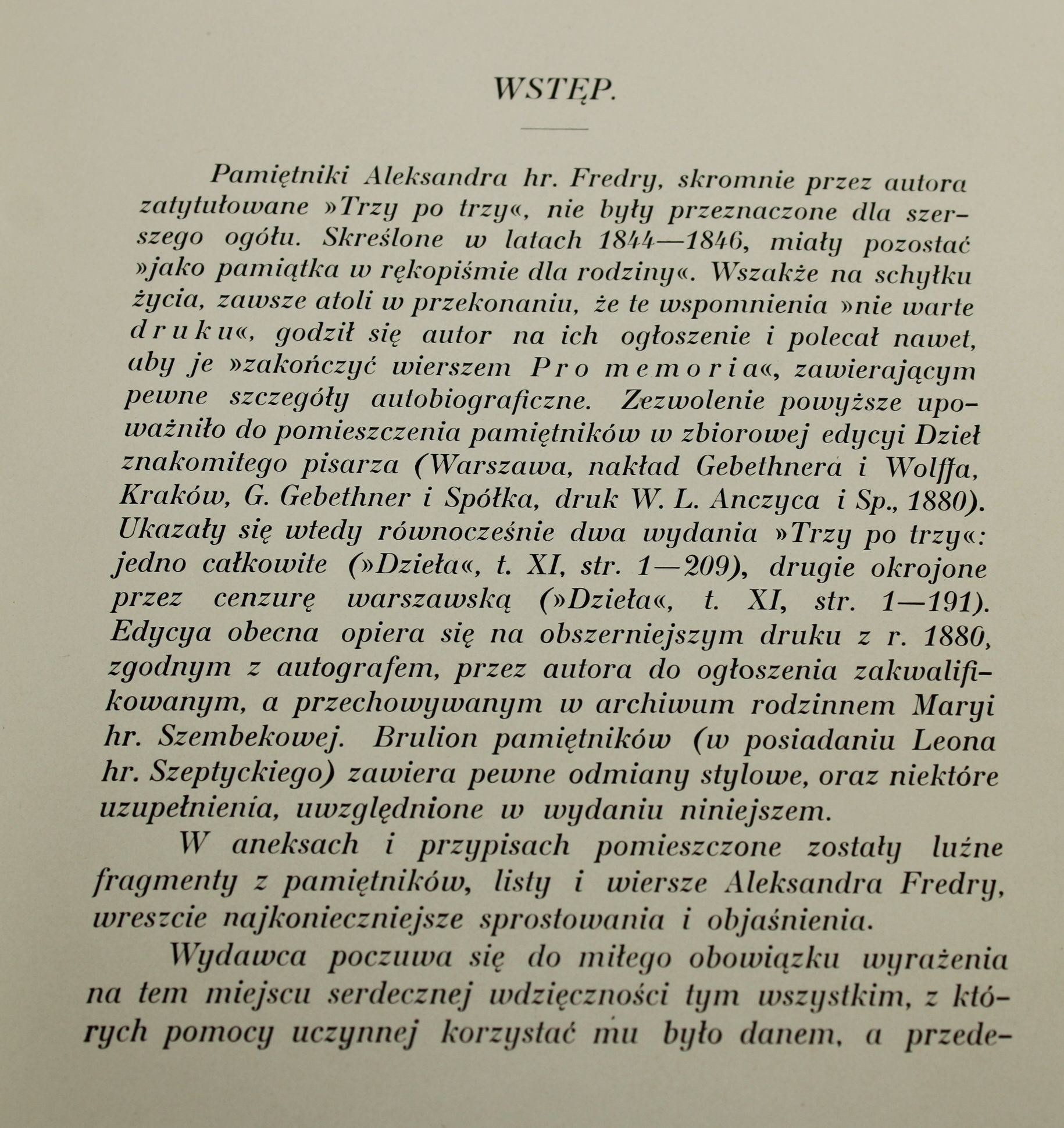 Trzy po trzy Pamiętniki z epoki napoleońskiej Aleksander Fredro Z ...