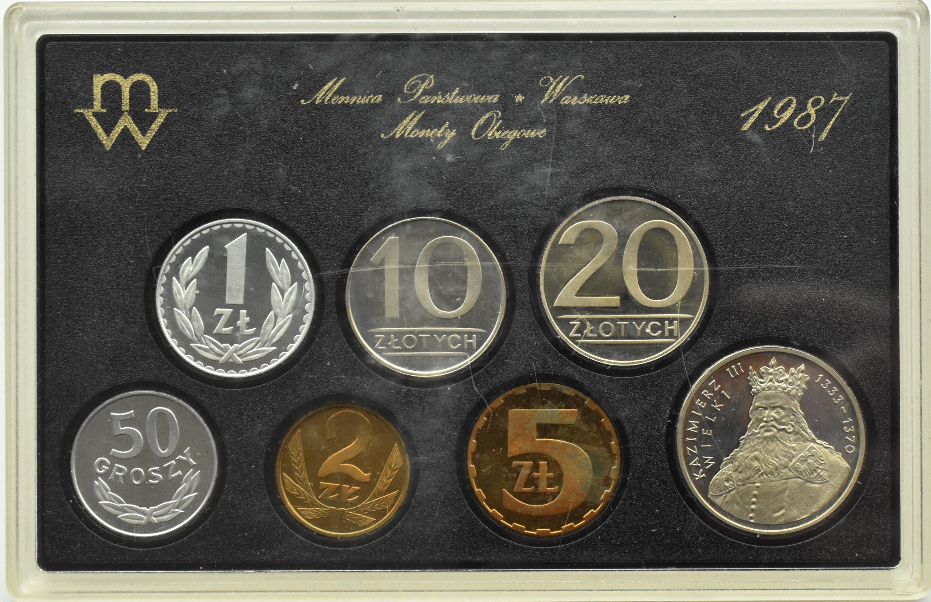 Polska, PRL, polskie monety obiegowe, 50 groszy-100 złotych 1987 ...