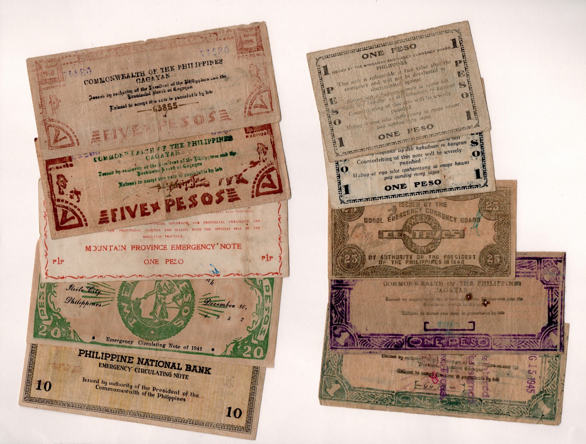 Philippines Lot of 10 Emergency Banknotes 1941 - 1942 - Aukcja ...