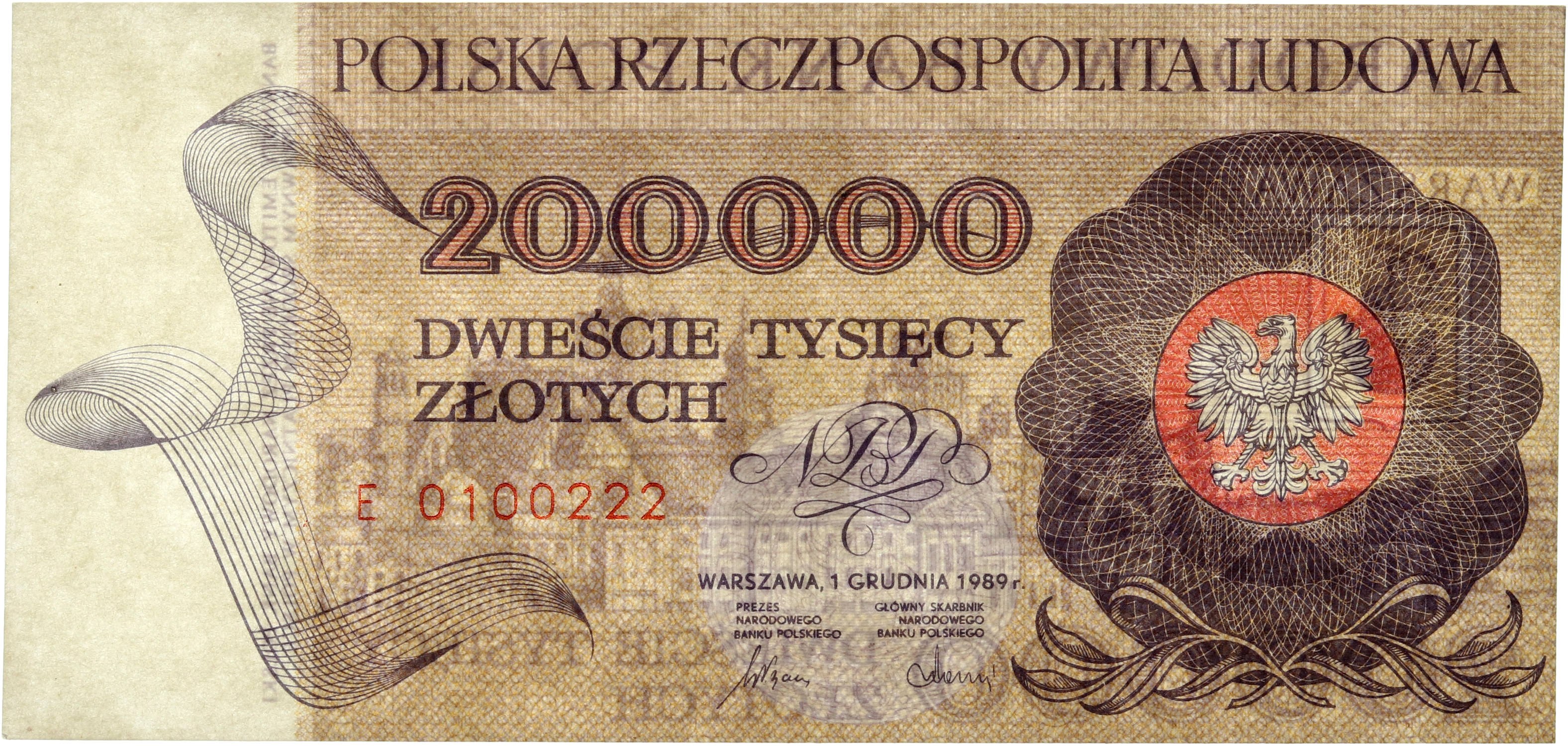 PRL, 200000 złotych 1.12.1989, seria E - Aukcja internetowa / Licytacja ... PRL, 200000 złotych 1.12.1989, seria E - Aukcja internetowa / Licytacja ...