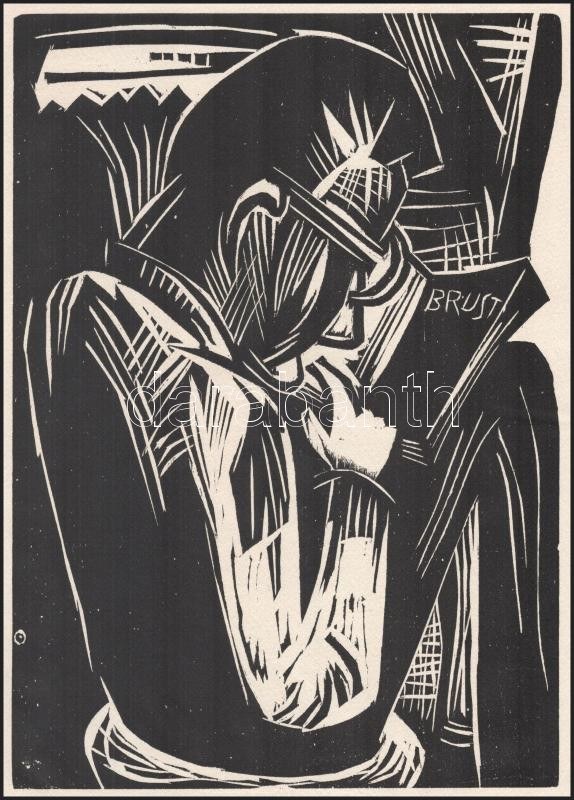 Karl Schmidt-Rottluff (1884-1976): Alfred Brust portréja. Fametszet ...