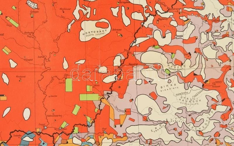 cca 1920-40 Magyarország néprajzi térképe a népsűrűség alapján, ún ...