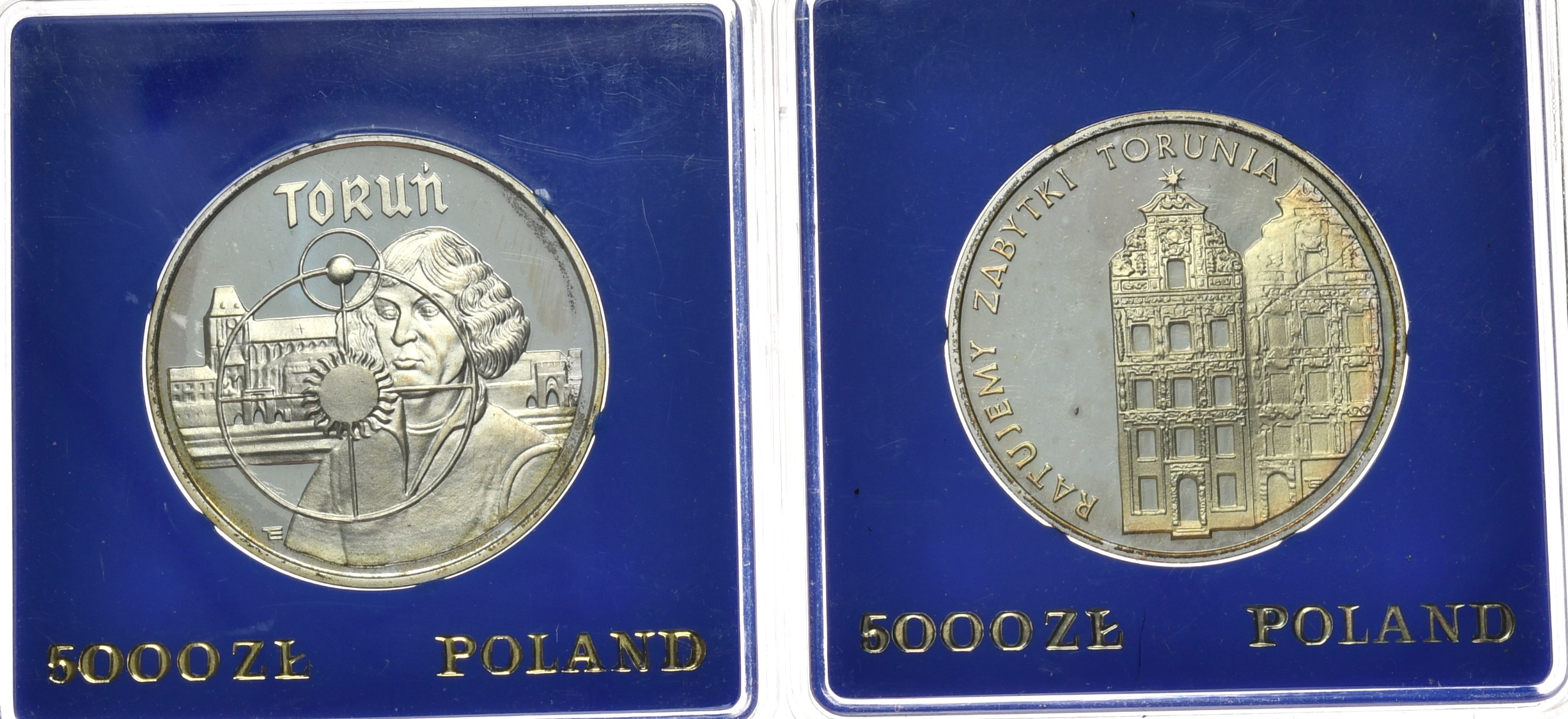PRL, Zestaw 5000 zł Toruń - Mikołaj Kopernik i Zabytki Torunia 1989r. - Aukcja internetowa ...