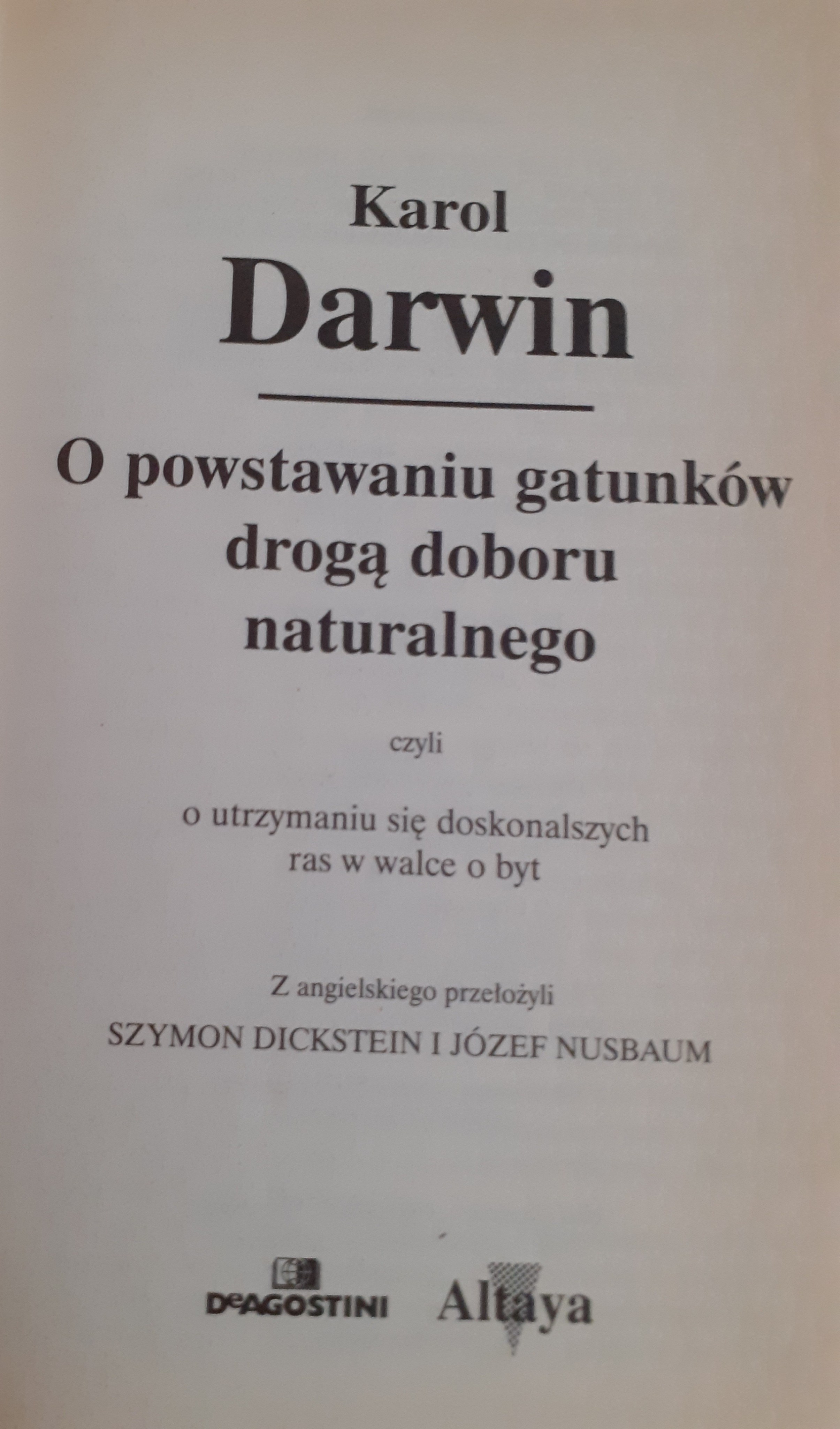 DARWIN Karol - O POWSTAWANIU GATUNKÓW Arcydzieła Wielkich Myślicieli - Aukcja internetowa ...