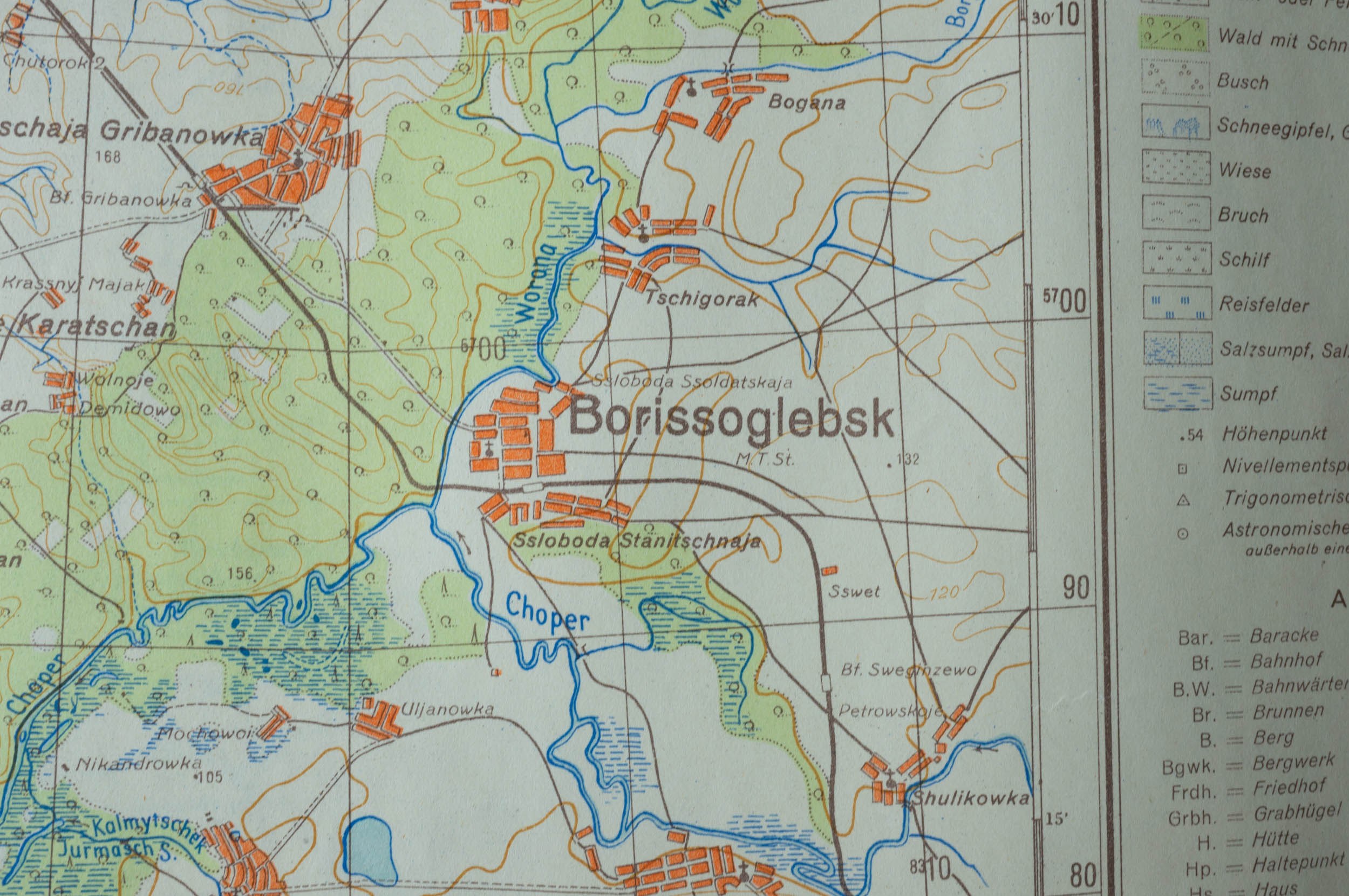 Mapa BORISSOGLEBSK [Rosja] stan na 1941r., poprawiona w I.1943r., skala ...