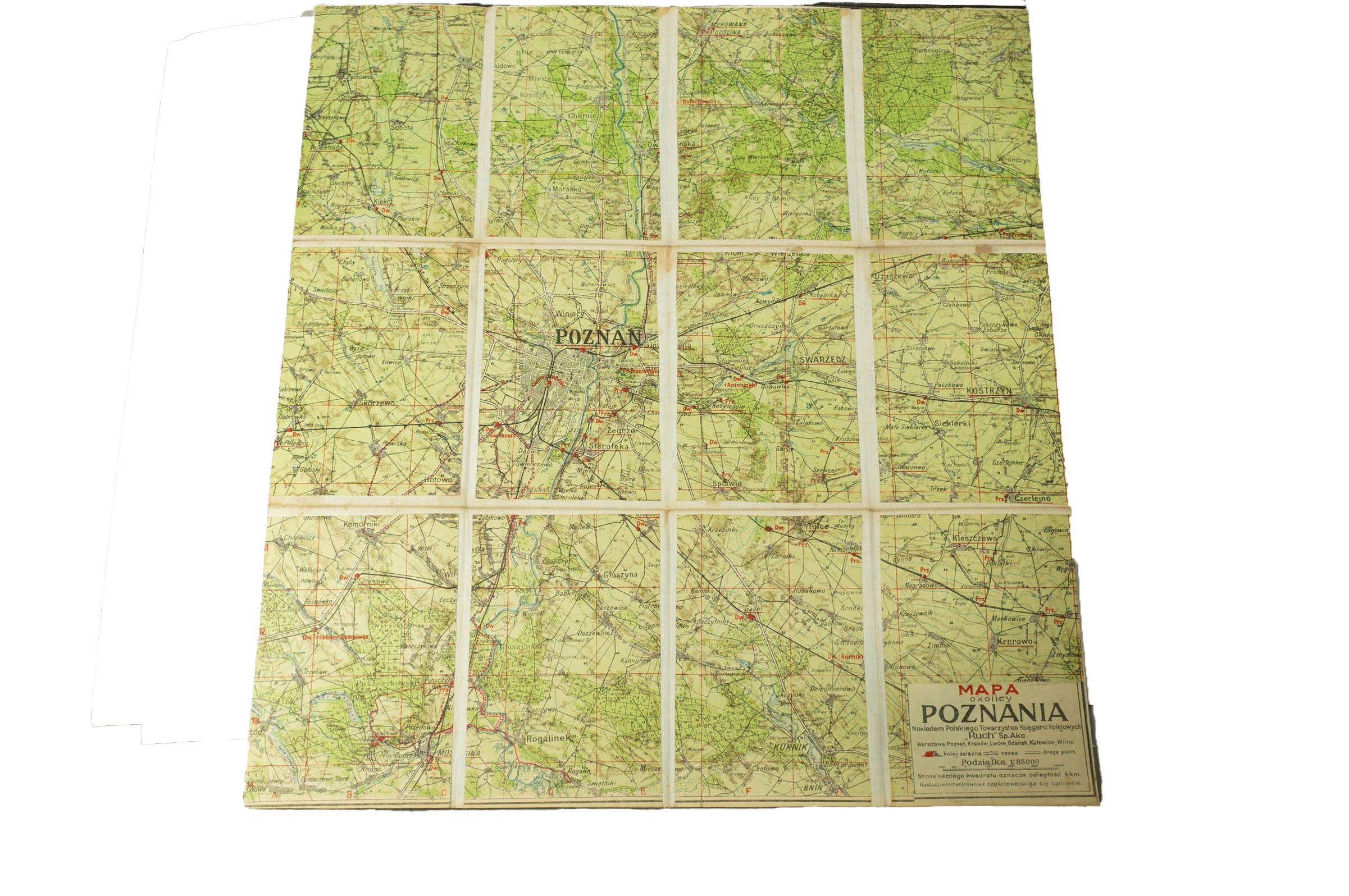 Mapa Puszczykowo - Mosina oraz mapa okolicy Poznania, RZADKIE [przed ...