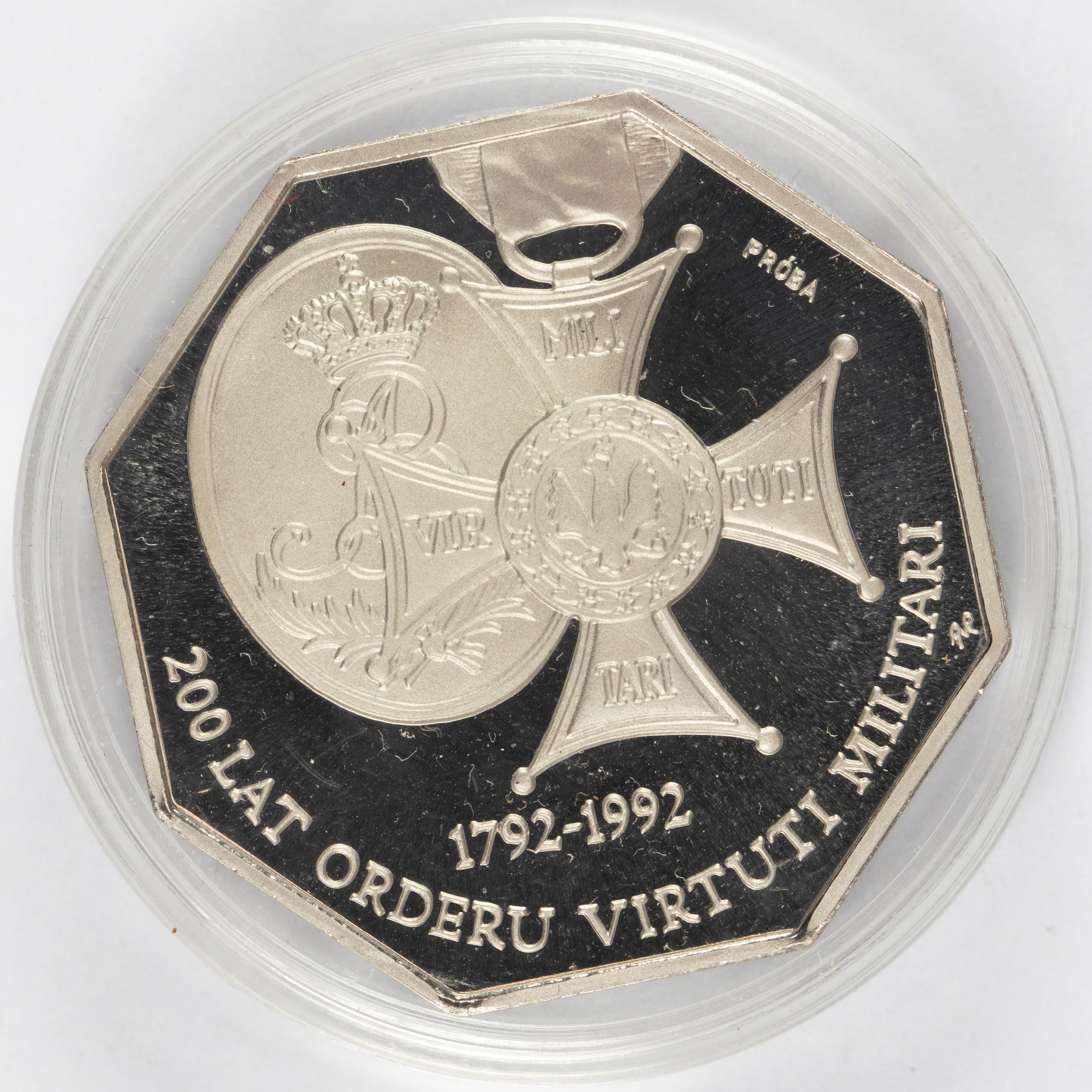 PRL. SAMPLE Nickel. 50,000 zl, 1992. 200 YEARS OF ORDER VIRTUTI ...