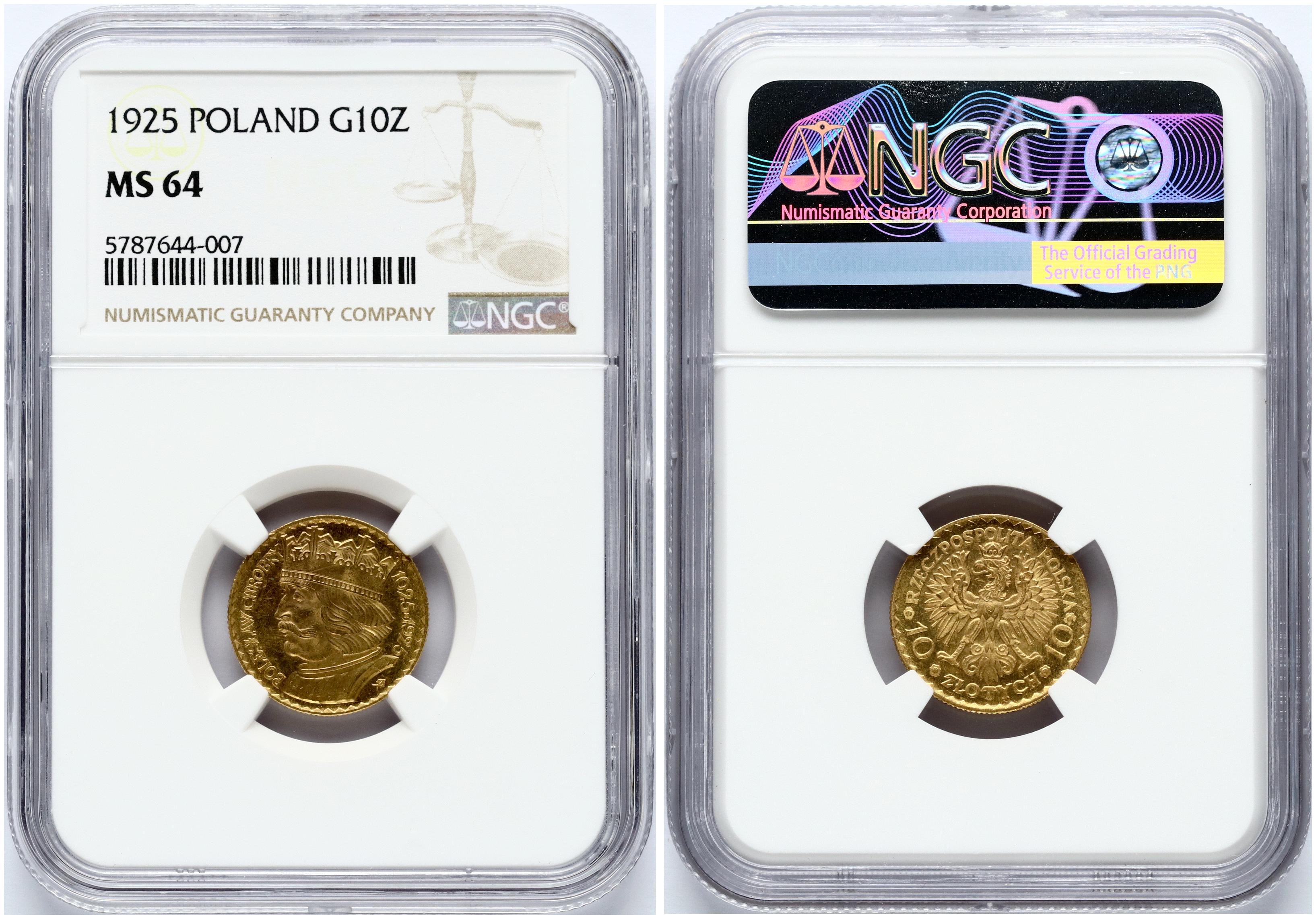 Polska 10 złotych 1925 Bolesław Chrobry NGC MS 64 - Aukcja internetowa / Licytacja online - Cena ...