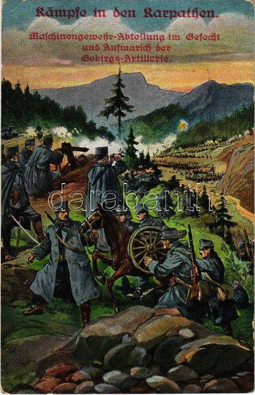 1915 Kämpfe in den Karpathen. Maschinengewehr Abteilung im Gefecht und ... 1915 Kämpfe in den Karpathen. Maschinengewehr Abteilung im Gefecht und ...