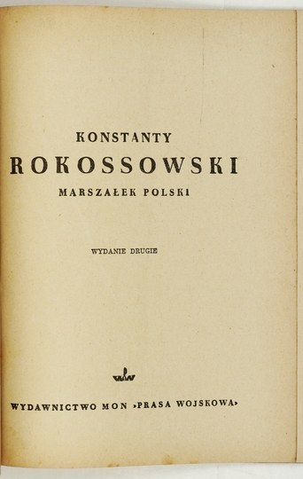 Konstanty Rokossowski, marszałek Polski. Okł. i przerywniki Jana ...