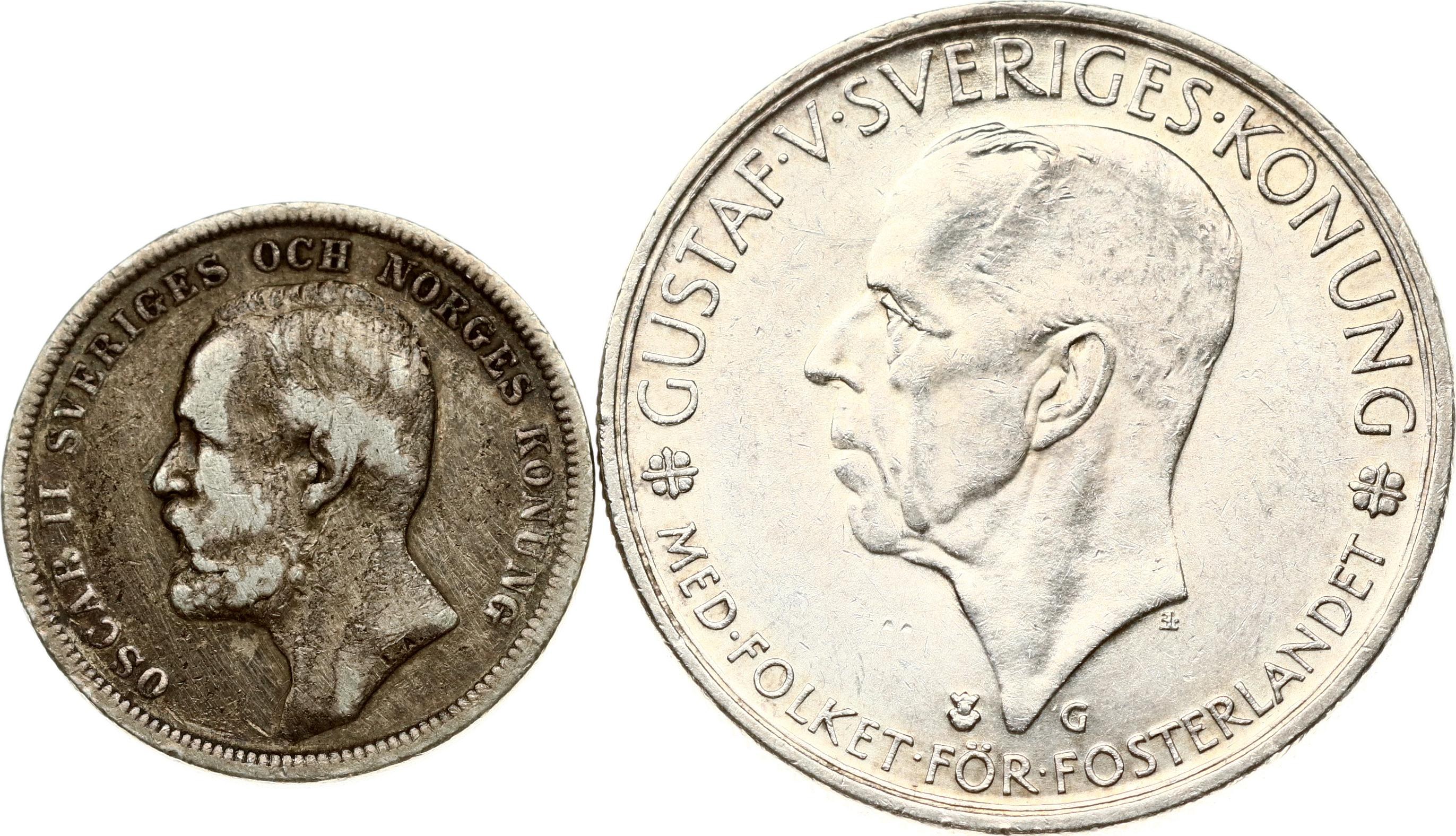 Sweden 1 Krona 1890 EB & 5 Kronor ND (1935) G Lot of 2 Coins - Aukcja ...
