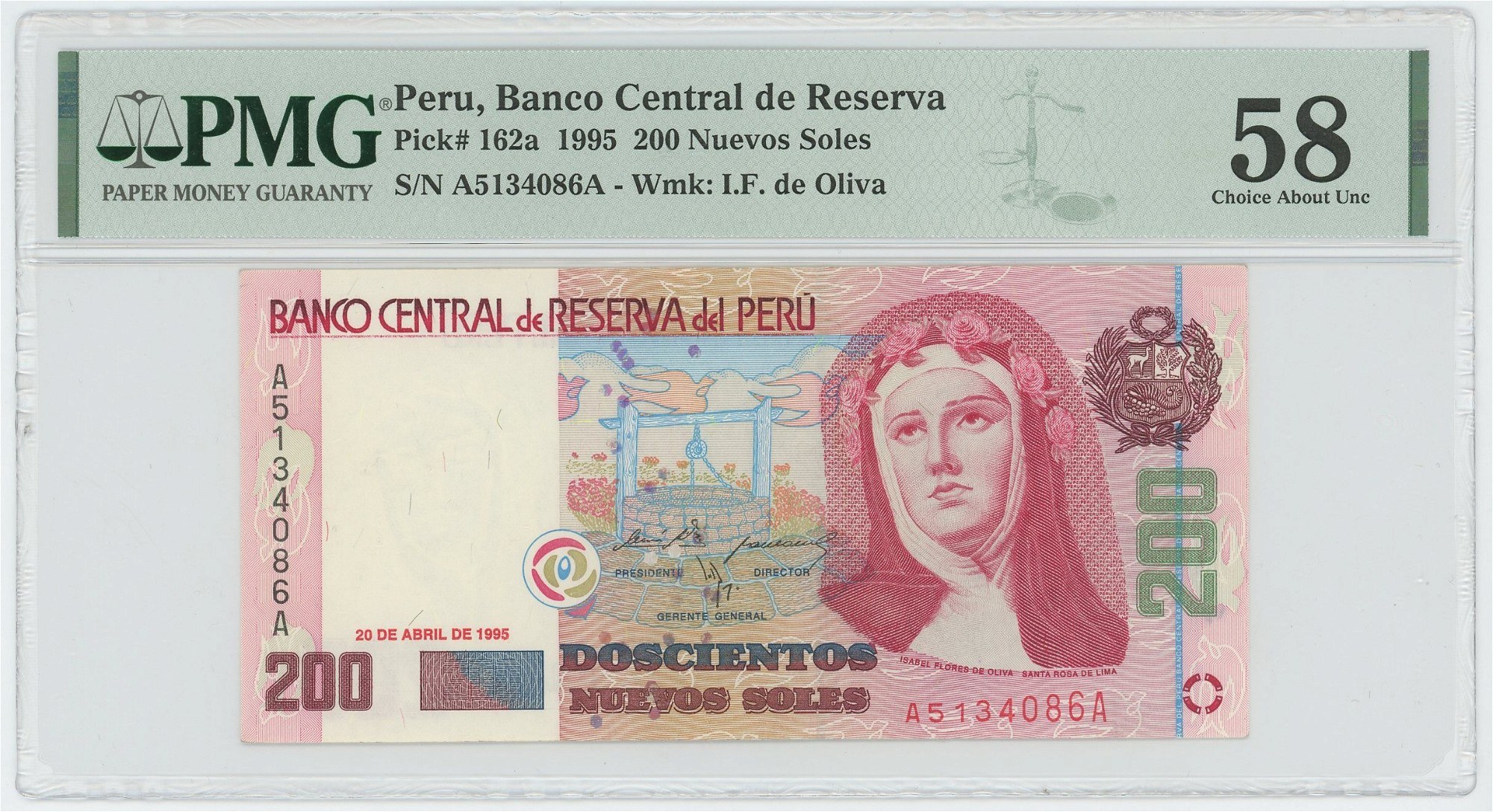 Peru 200 Nuevos Soles 1995 PMG 58 Choice About UNC - Aukcja internetowa ...