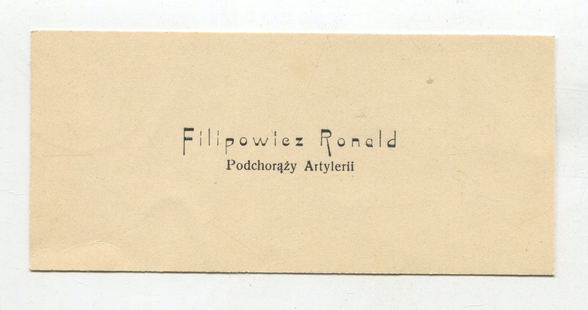 [karta wizytowa] Ronald Filipowicz (1914-?), podchorąży artylerii [z ...