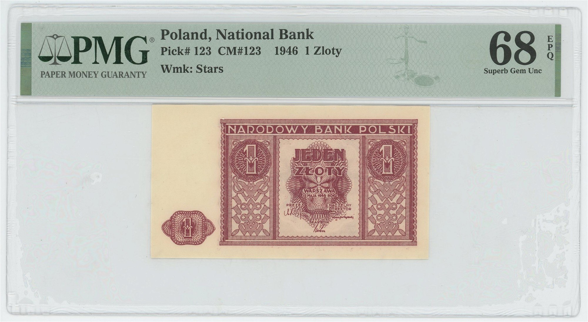 Poland 1 Zloty 1946 PMG 68 EPQ - Aukcja internetowa / Licytacja online - Cena - OneBid