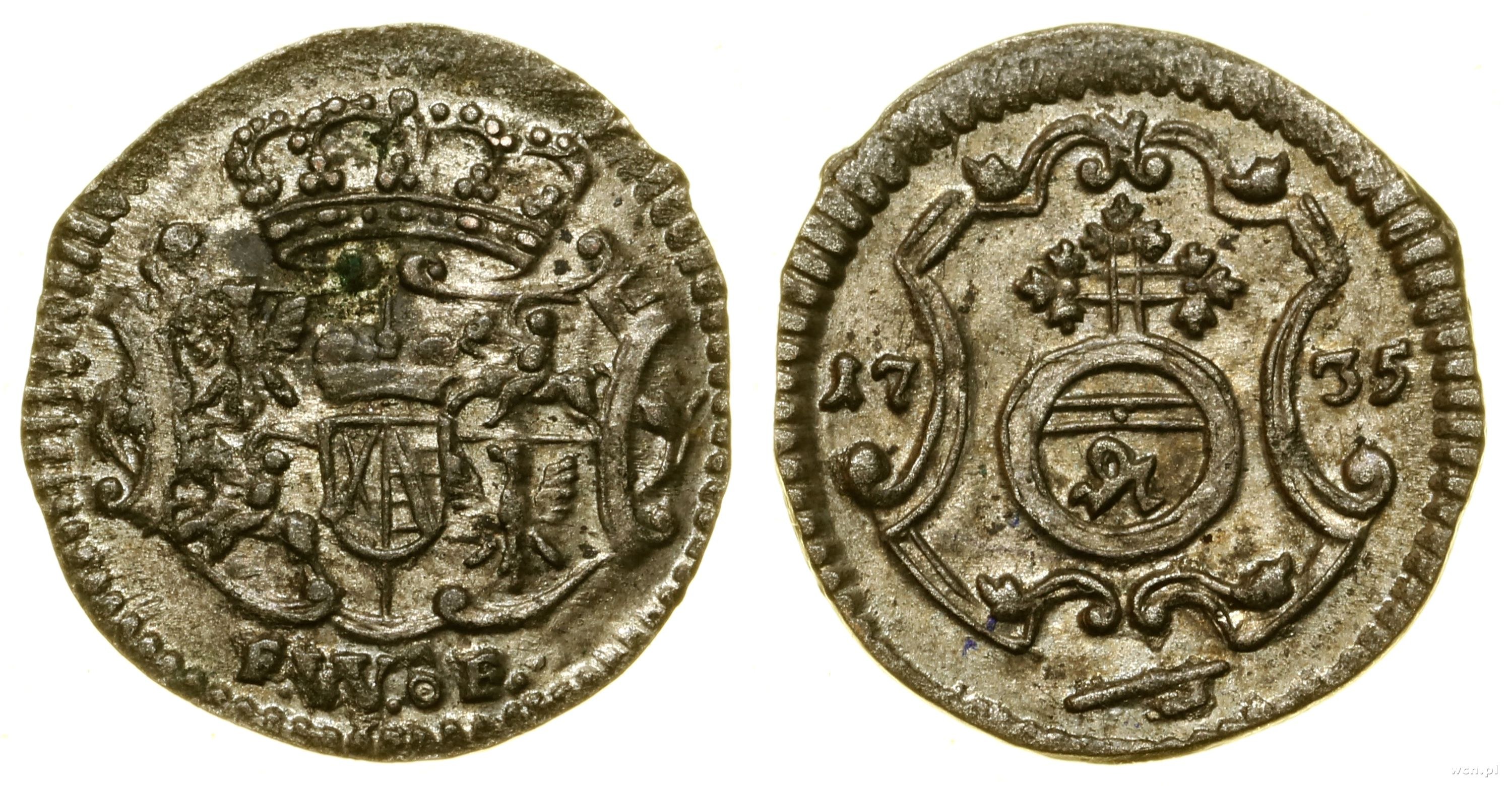 Polska, 1 halerz, 1735 FWôF, Drezno - Aukcja internetowa / Licytacja ...