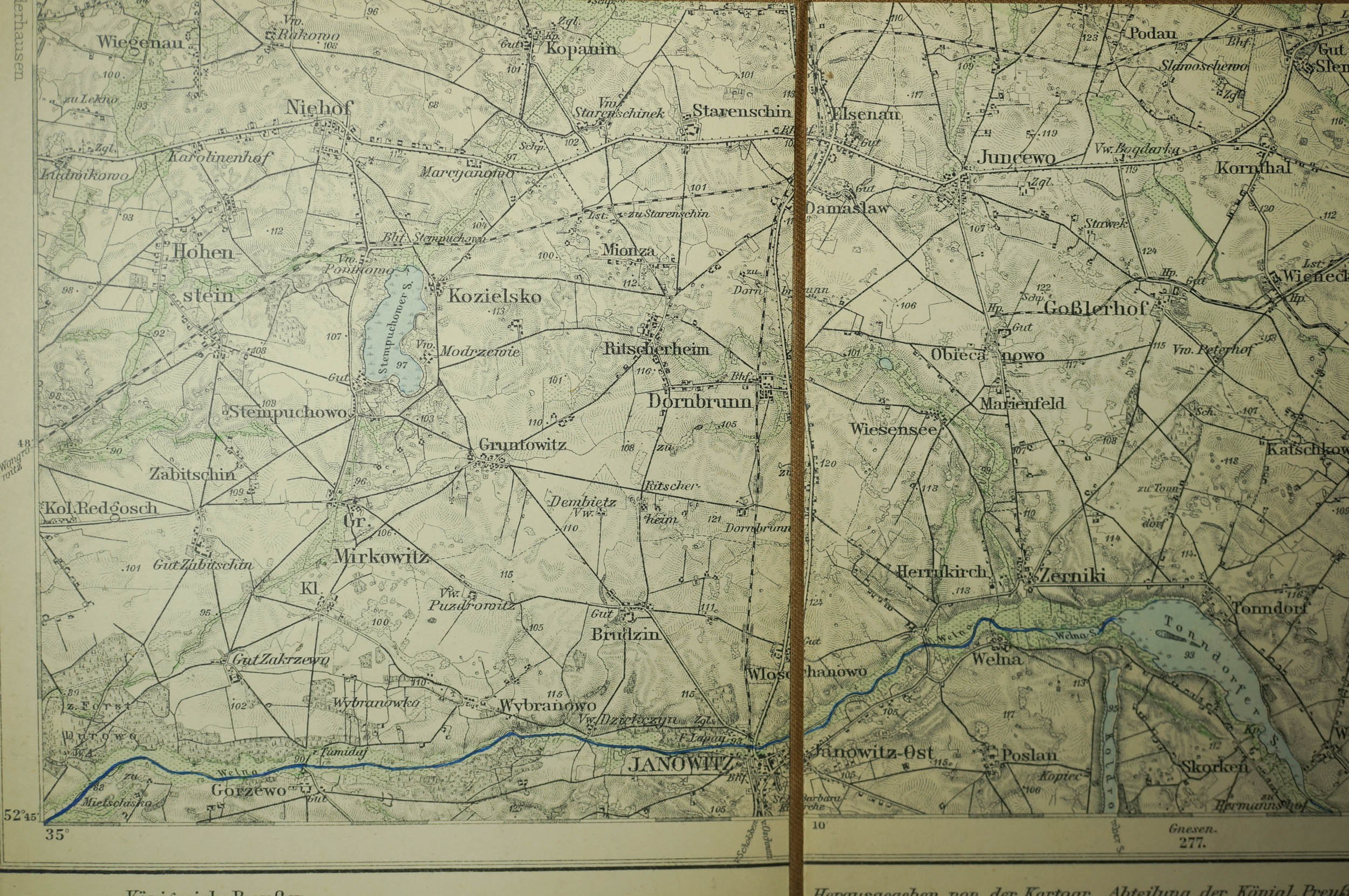 KCYNIA / Exin - mapa na płótnie [1891r.], skala 1: 100.000, f. 36 x 32 ...