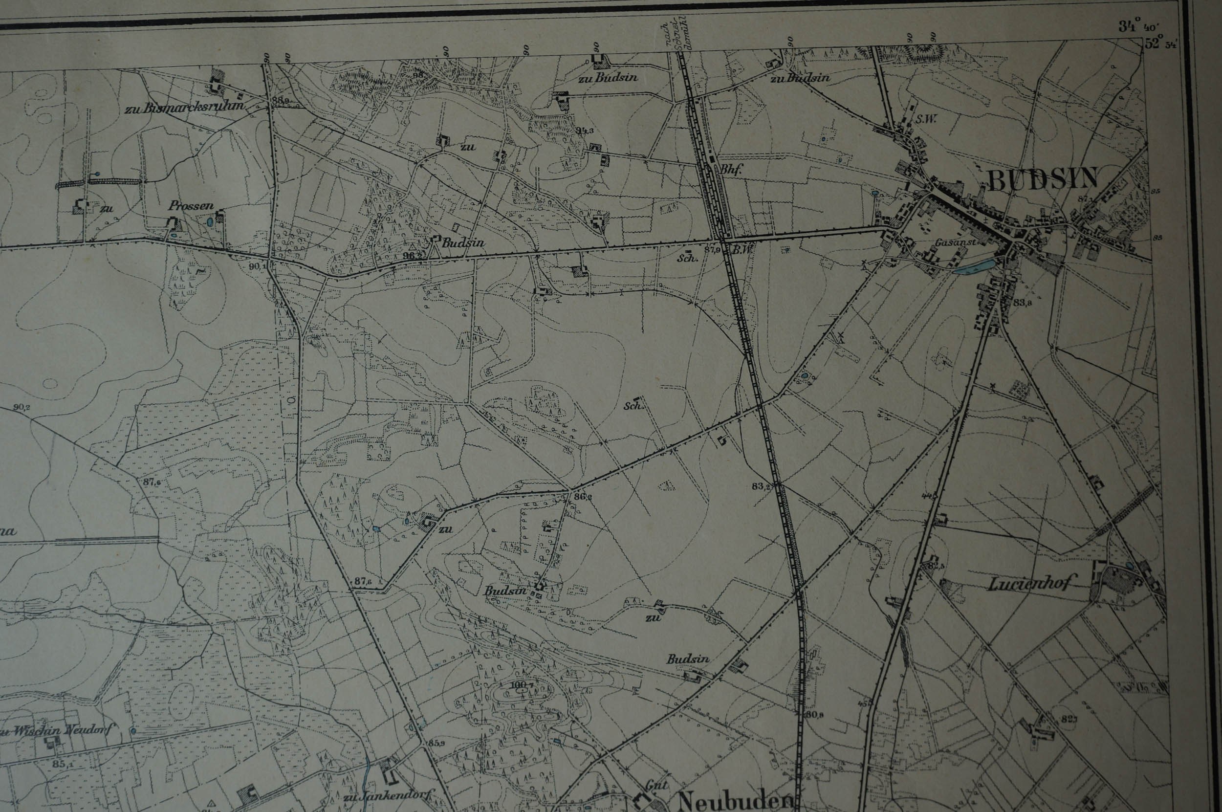 BUDZYŃ - Budsin , mapa, skala 1: 25.000, f. 56,5 x 60cm, na podstawie ...