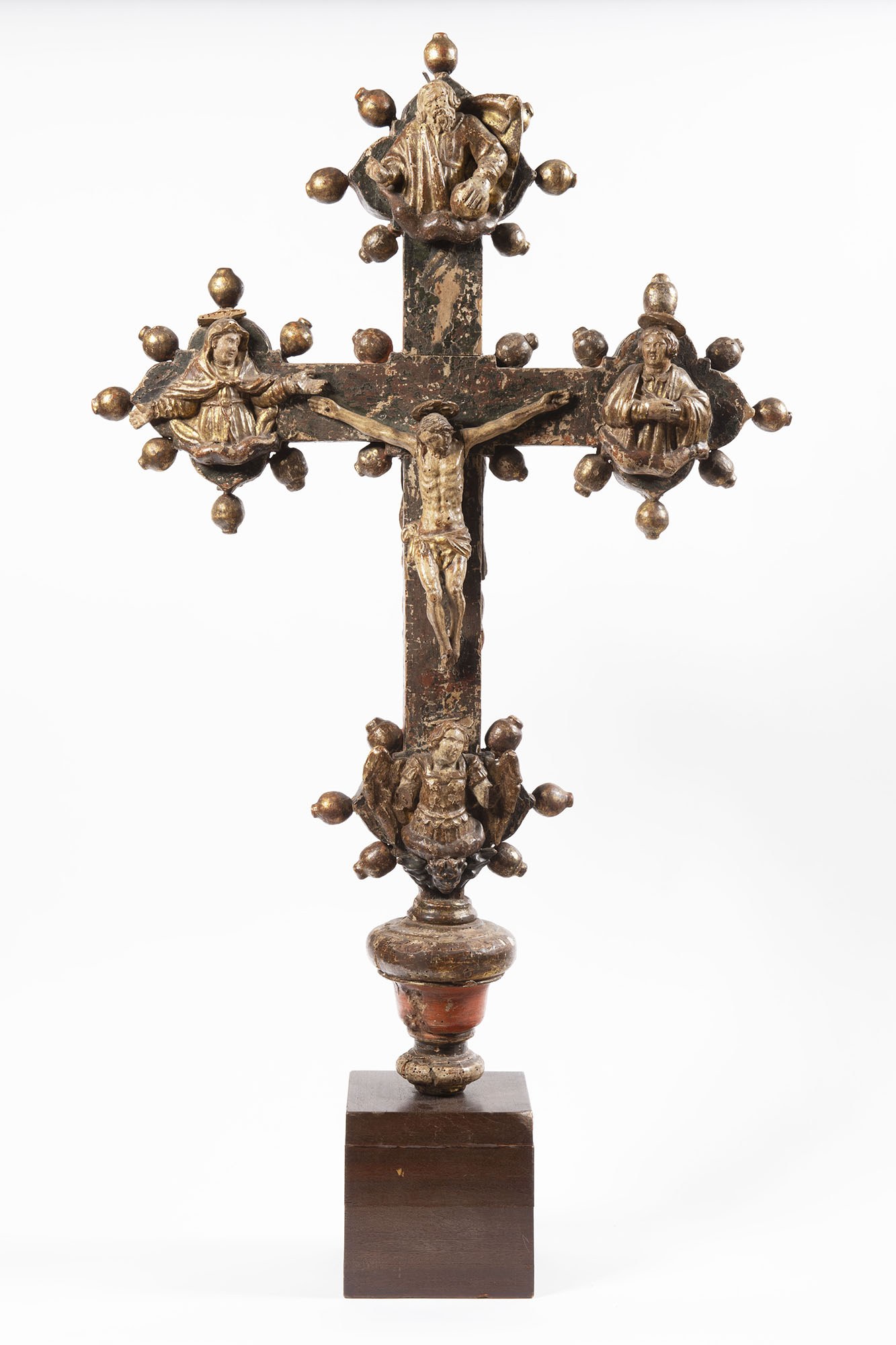 Tuscany 15th Century, A Processional Cross Lacquered and Gilded Carved ...