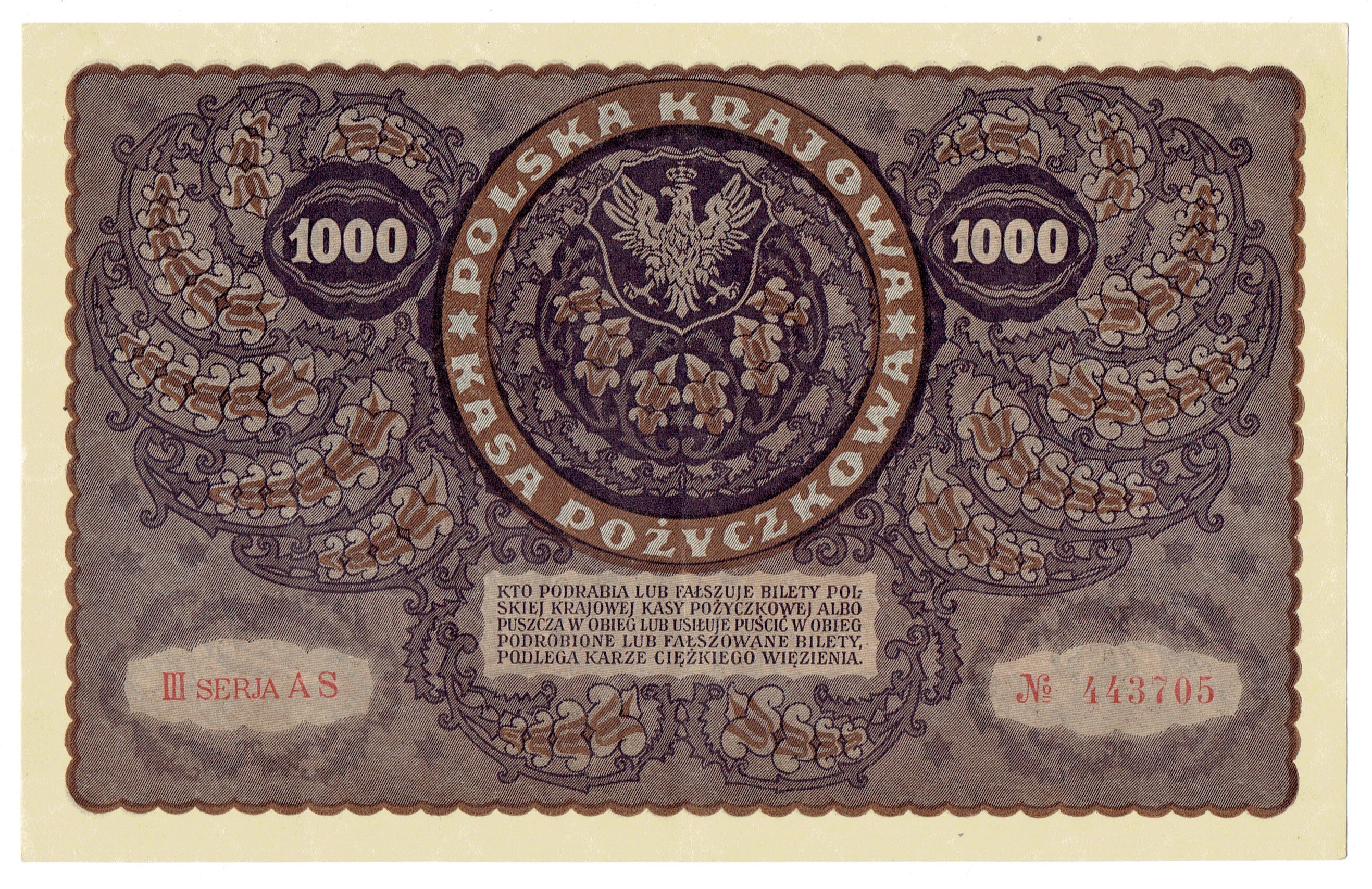 II RP, 1000 marek polskich 1919 III SERJA AS - Aukcja internetowa ...