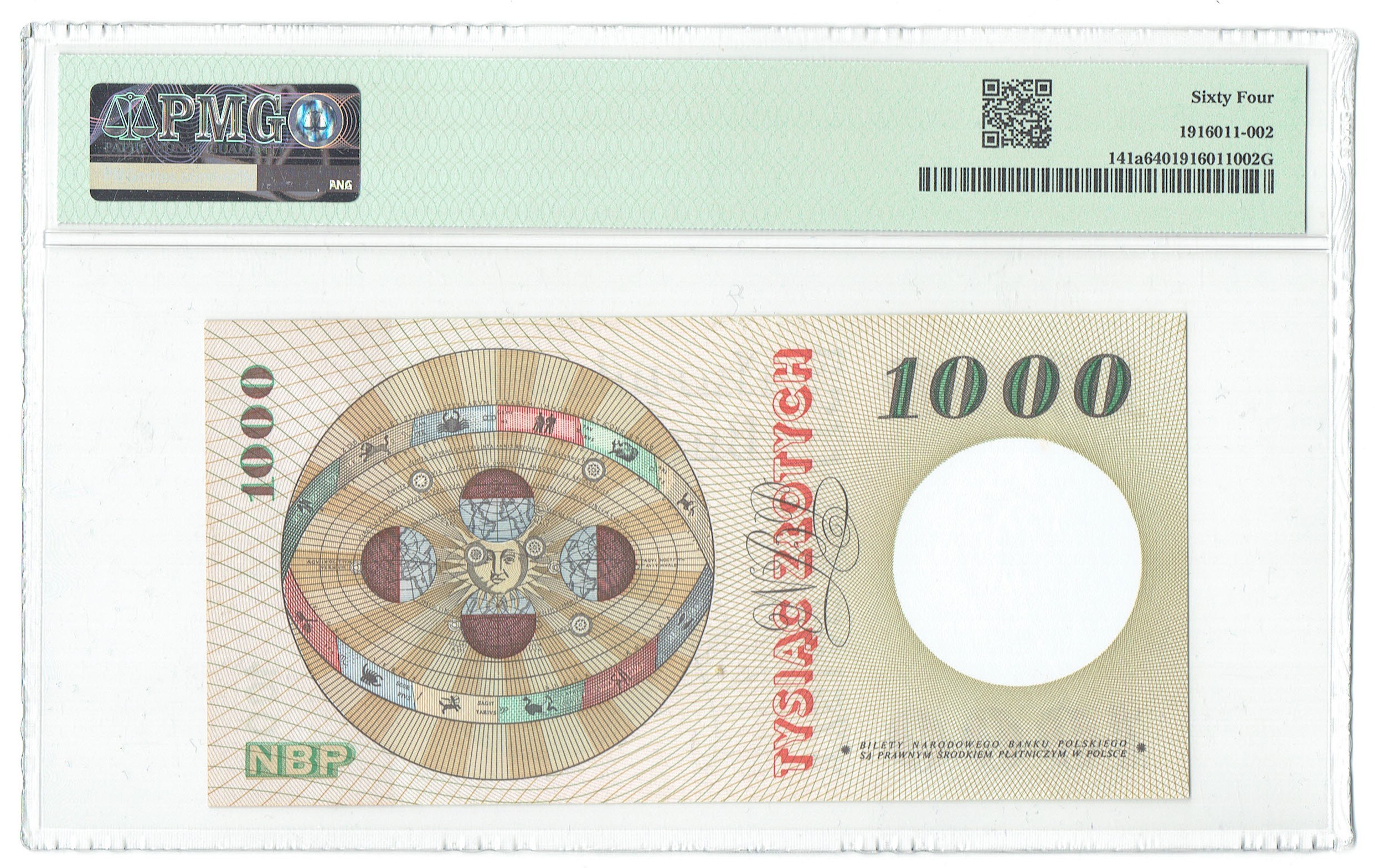 PRL, 1000 złotych 1965 D - PMG 64 - Aukcja internetowa / Licytacja online - Cena - OneBid